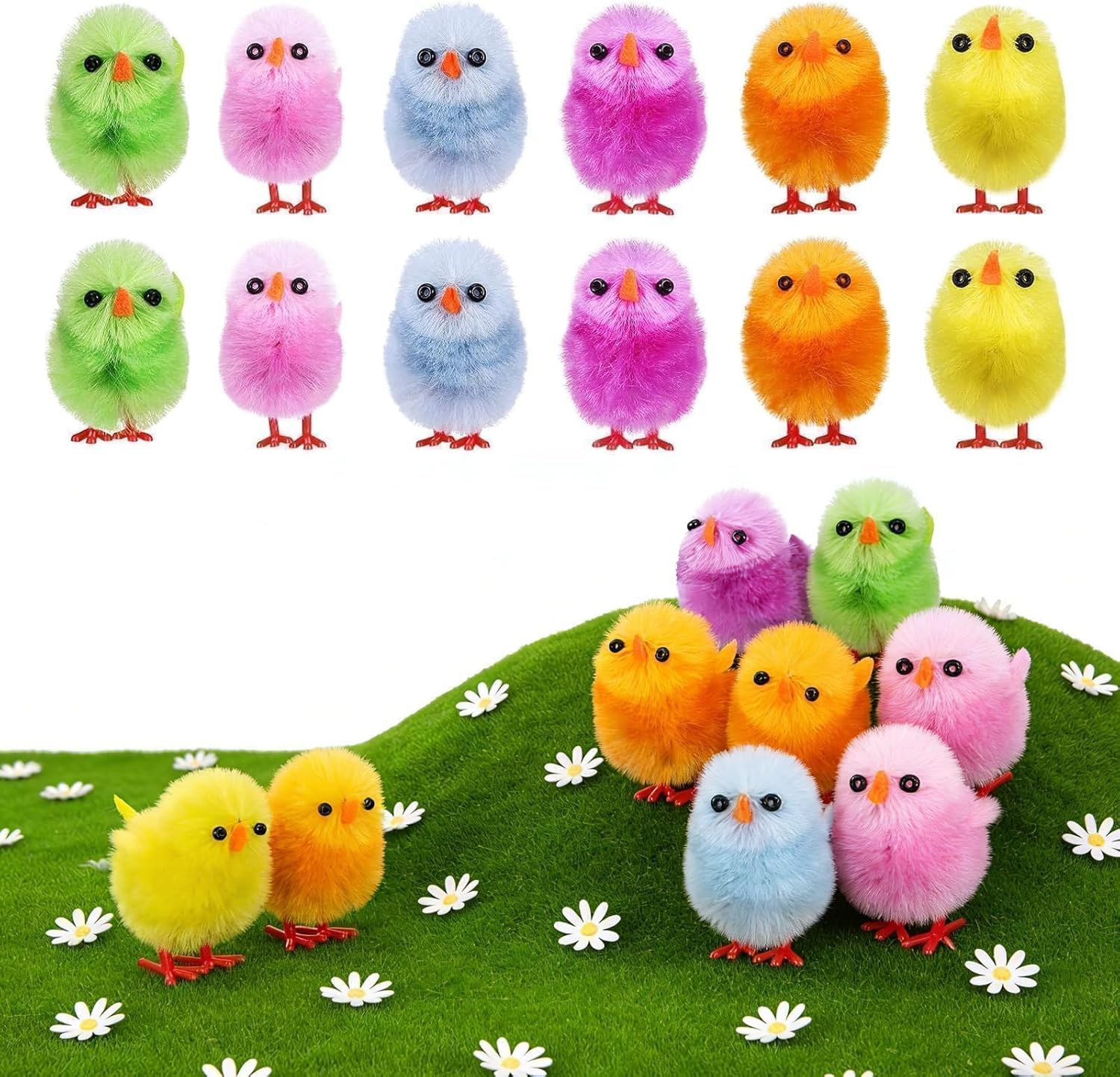 Amazon.com: 36PCS Mini Easter Chicks for Party Favors,Color Tiny Baby ...