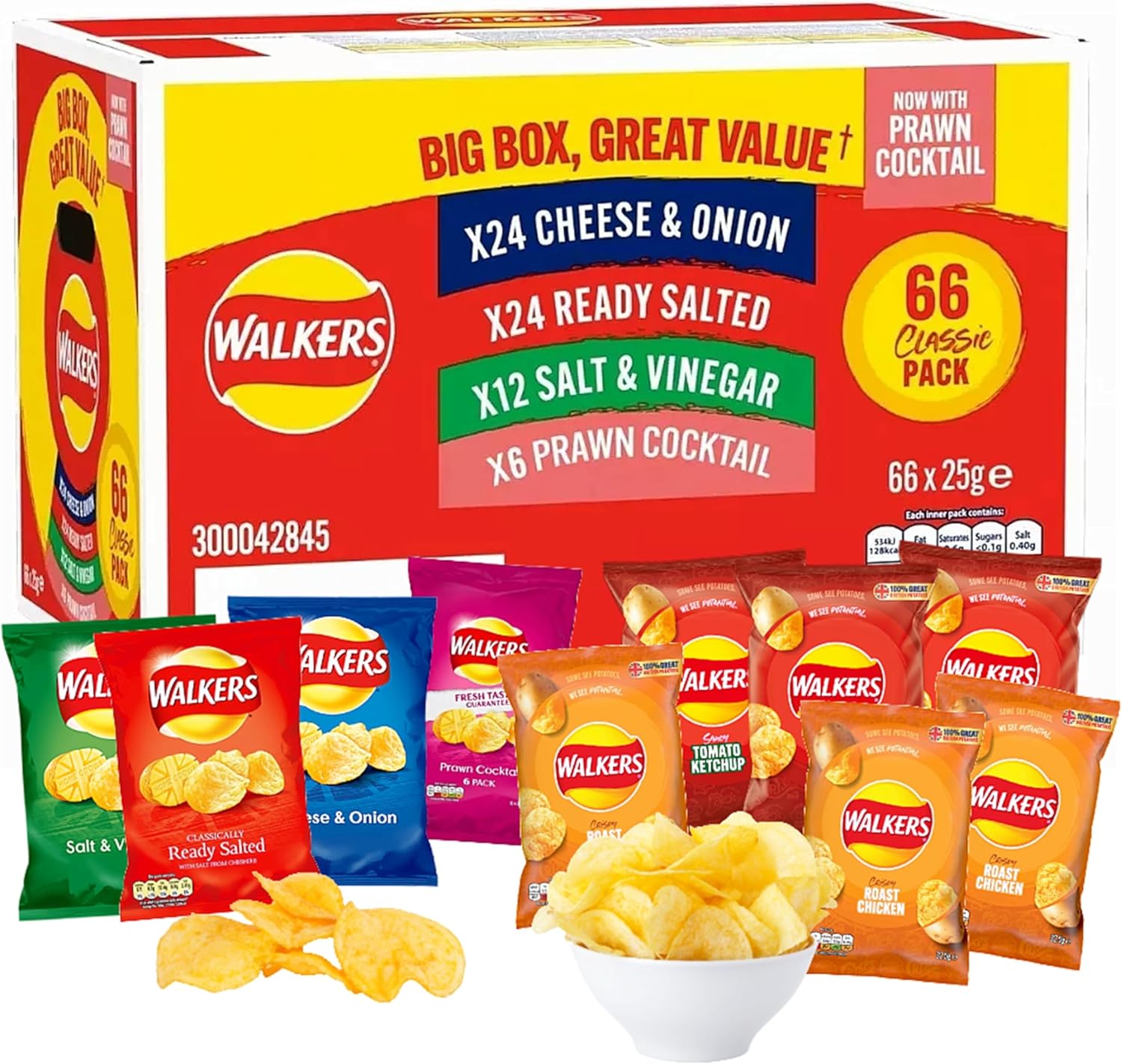 72 TOTAL BAGS Crisps Multipack - Snack Box of 66 x 25g Assorted Classic ...