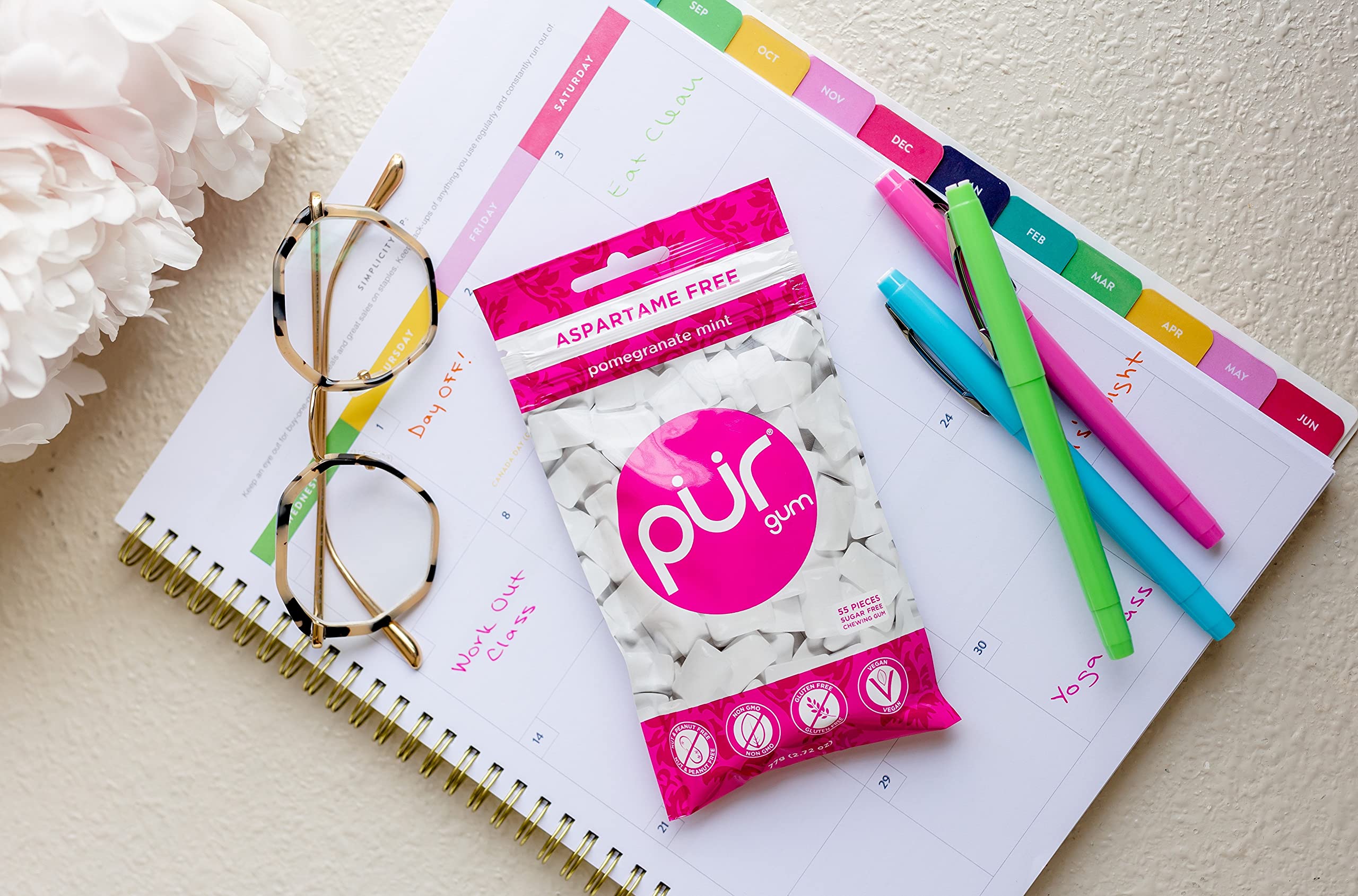 Snapklik.com : PUR 100% Xylitol Chewing Gum, Sugarless Pomegranate Mint ...