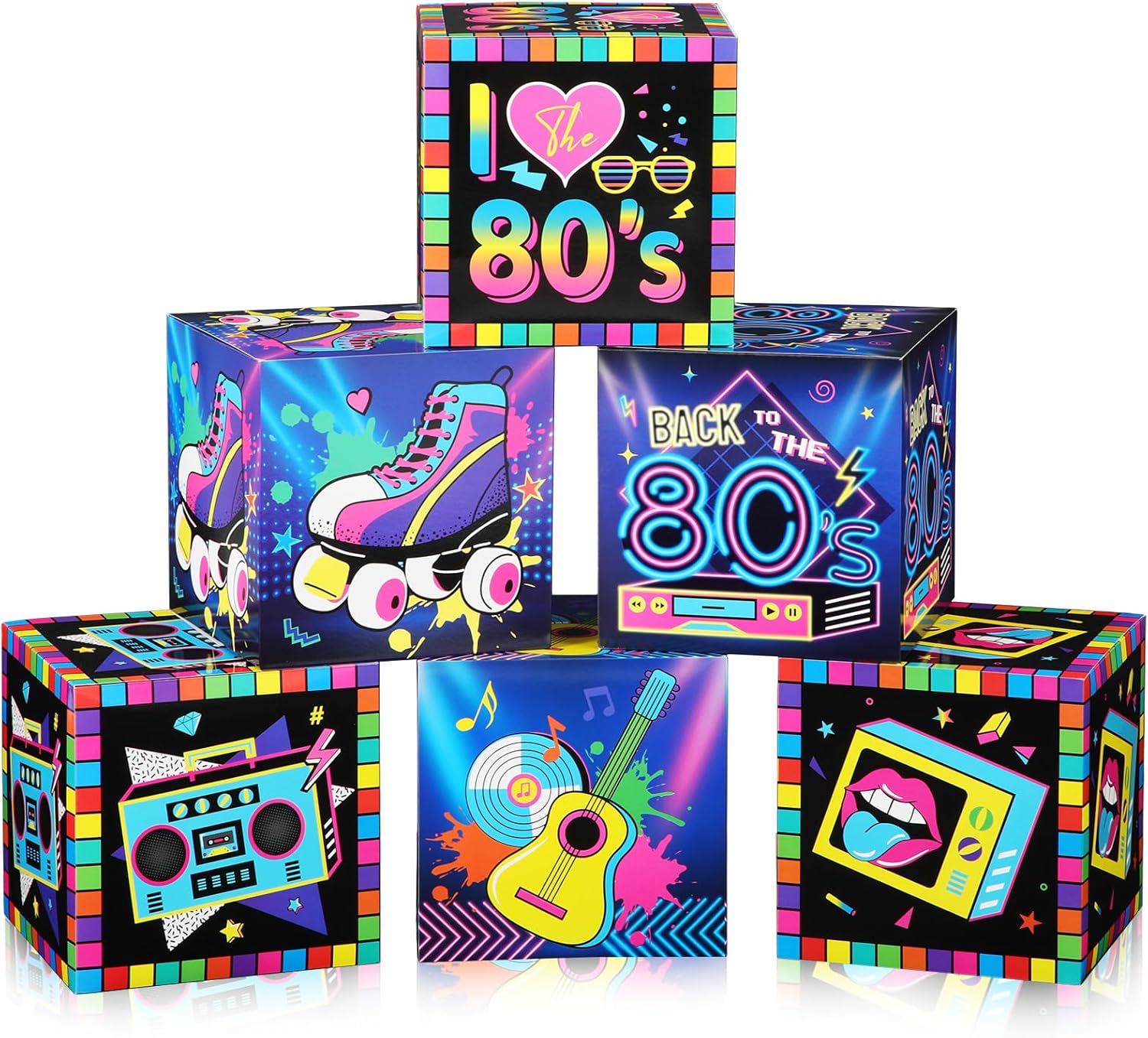 Amazon.com: Kolldenn 6 Pcs Large 80's Party Decorations Boxes, 12 Inch ...