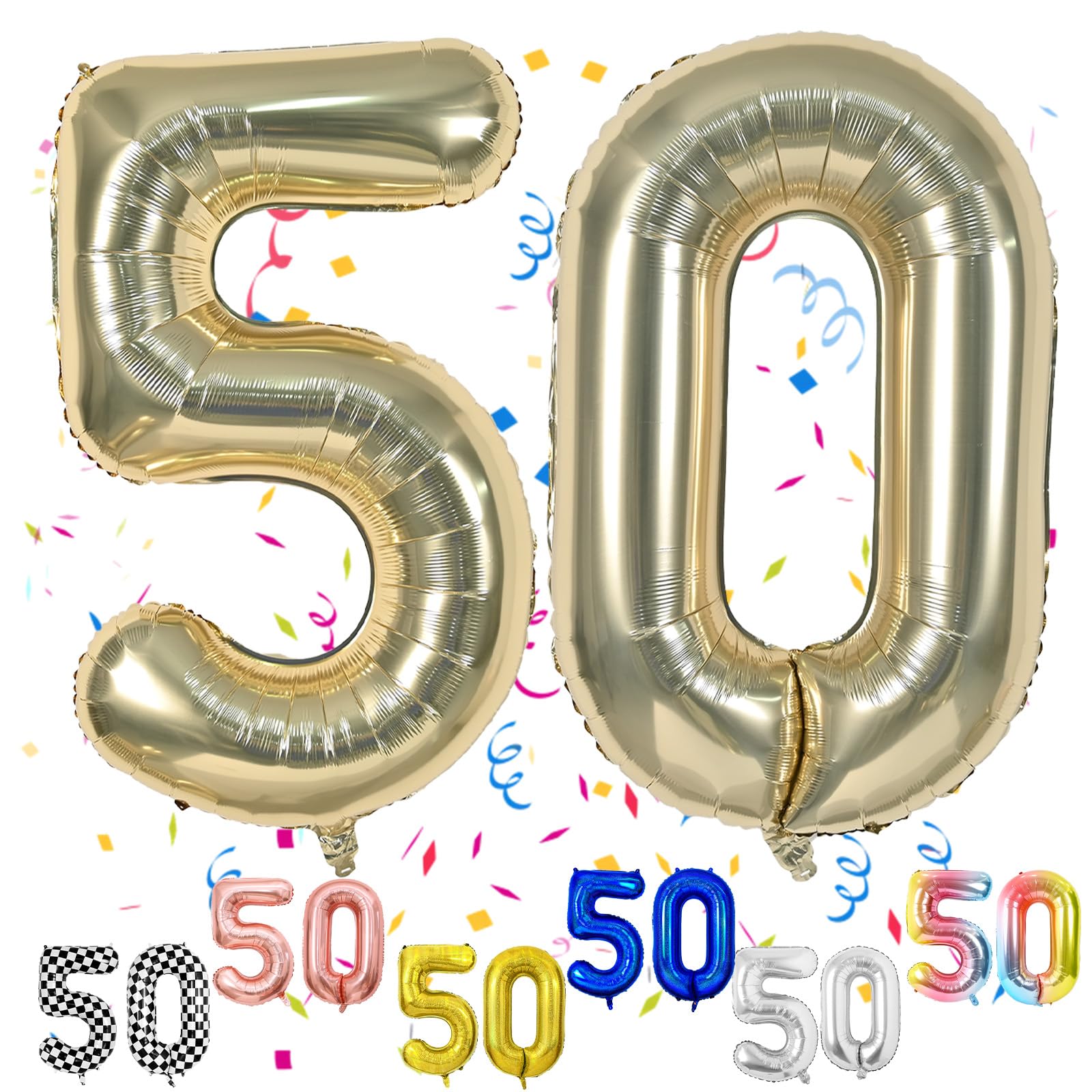 Amazon.com: Gold Number 50 Balloons, 50th Birthday Balloon, 40inch ...