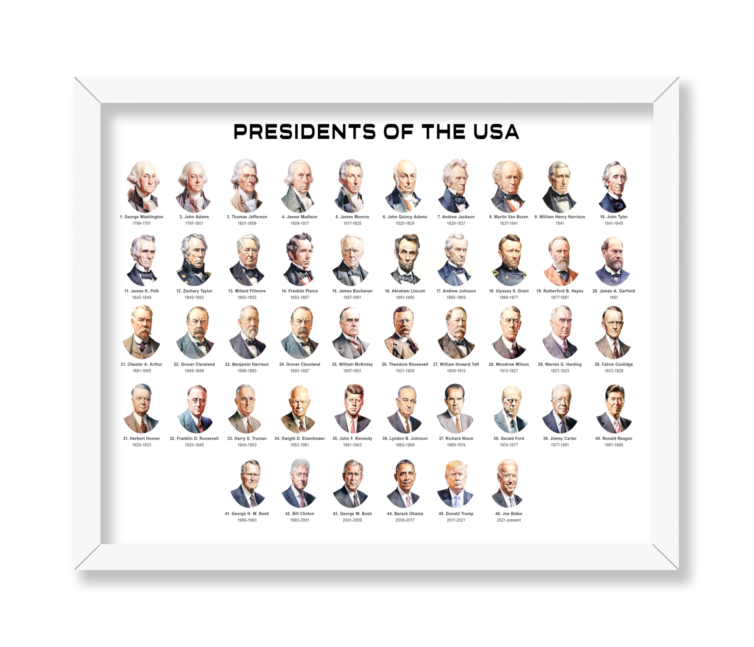 Amazon.com: Poster Master Presidents of the USA Poster - Infographic ...
