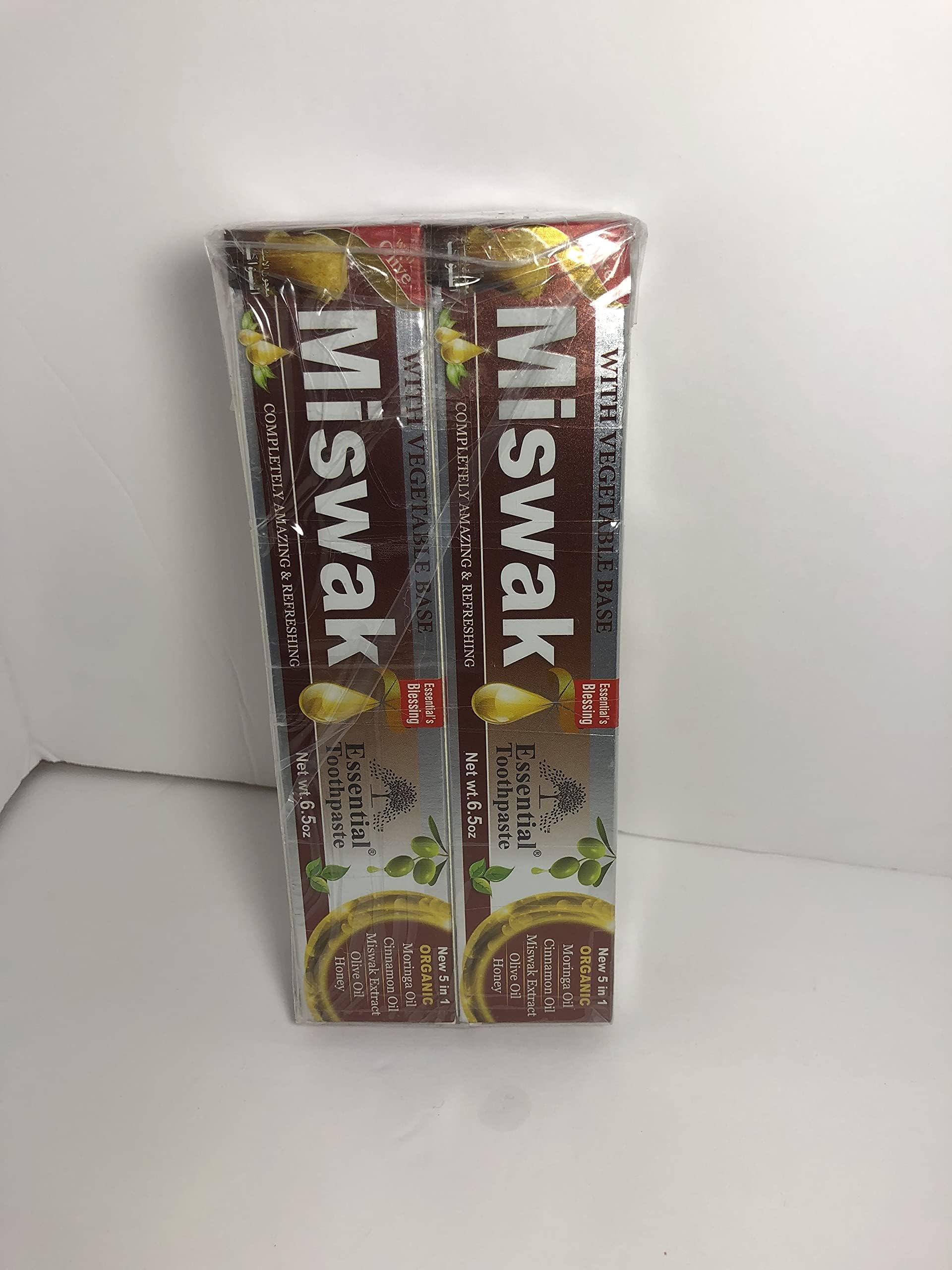 Amazon.com : Essential Palace Miswak Natural Honey & Moringa Herbal Toothpaste [Pack of 2-6.5 oz ...