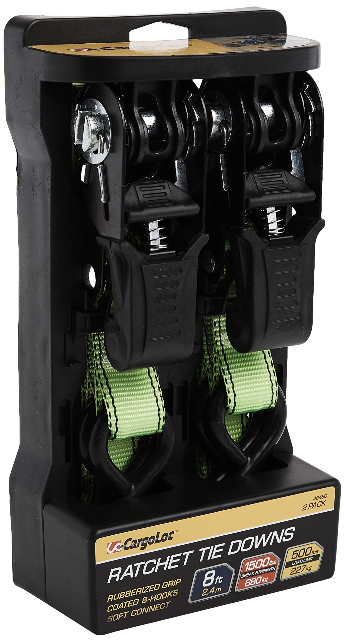 Snapklik.com : CargoLoc Premium Ratchet Tie Downs - 2 Pk - 8 Ft - 500 ...
