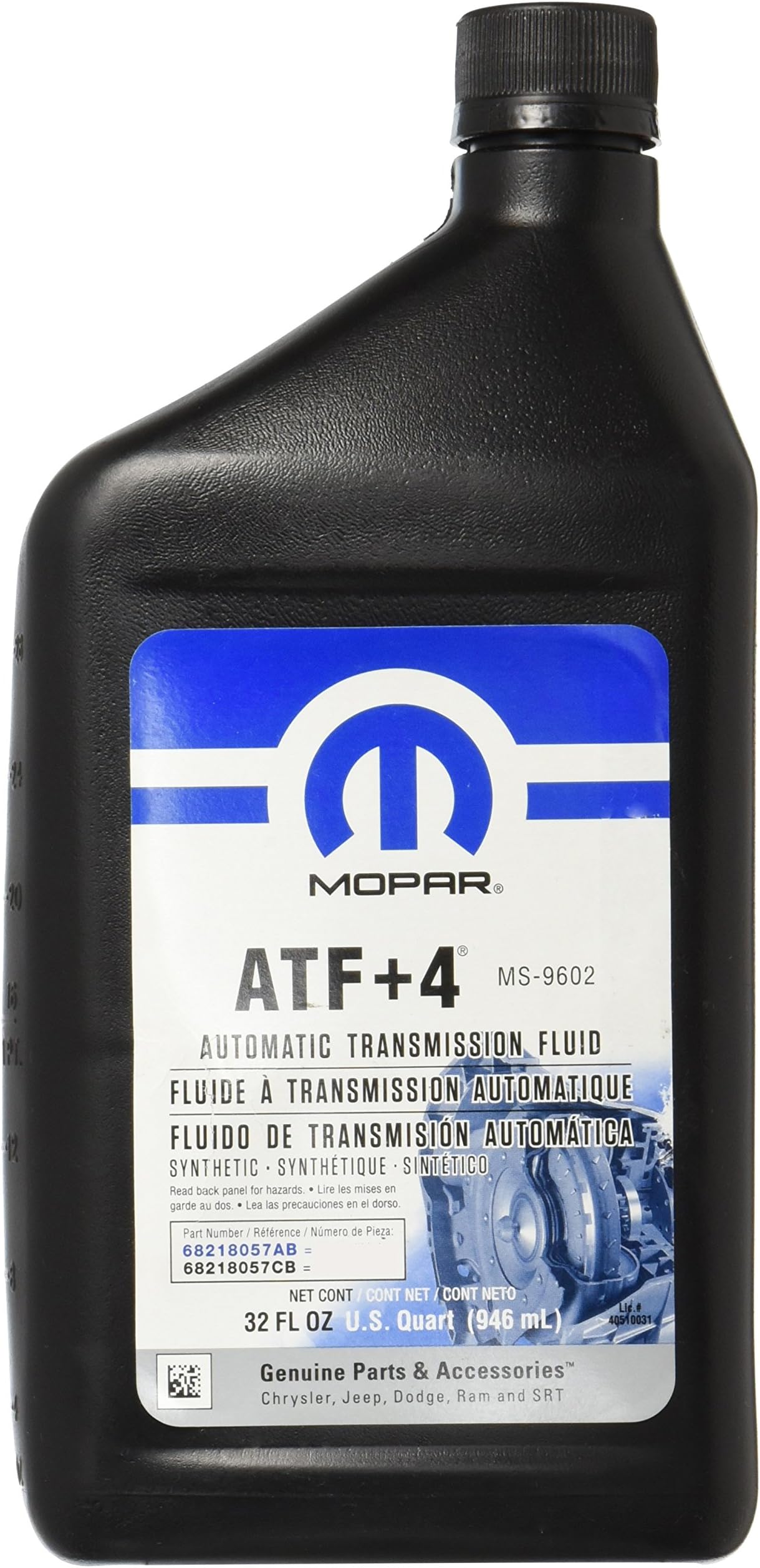 Mopar - 68218057AB ATF+4 Líquido de transmisión automática, 946 ml (paquete de 6) : Amazon.com ...