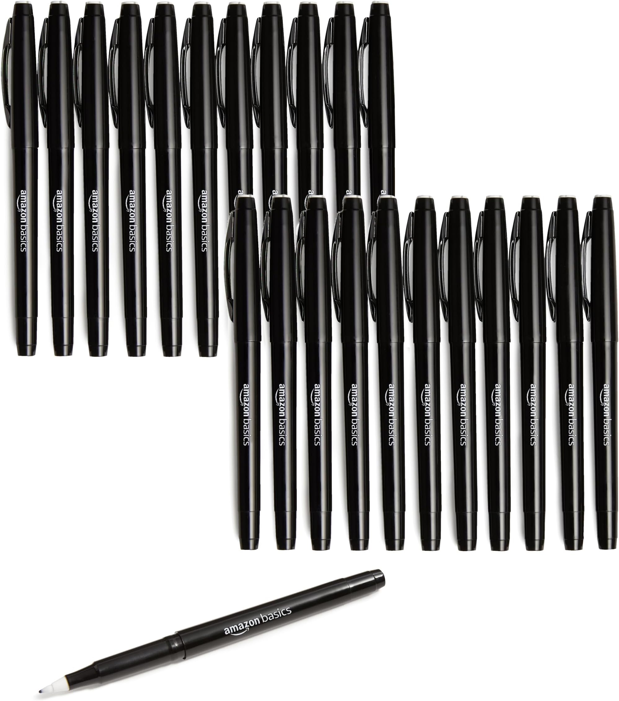 Amazon Basics Felt Tip Marker Pens - Medium Point, Black, 24-Pack ...
