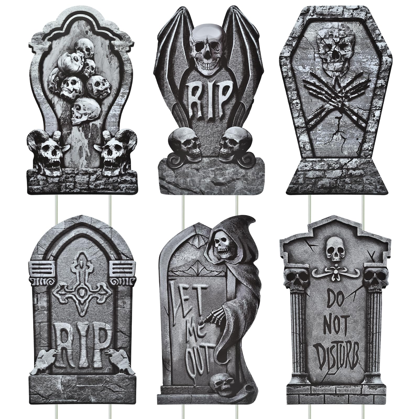 Amazon.com: PhyLence 6-Piece Halloween Tombstone Yard Signs with Stakes ...