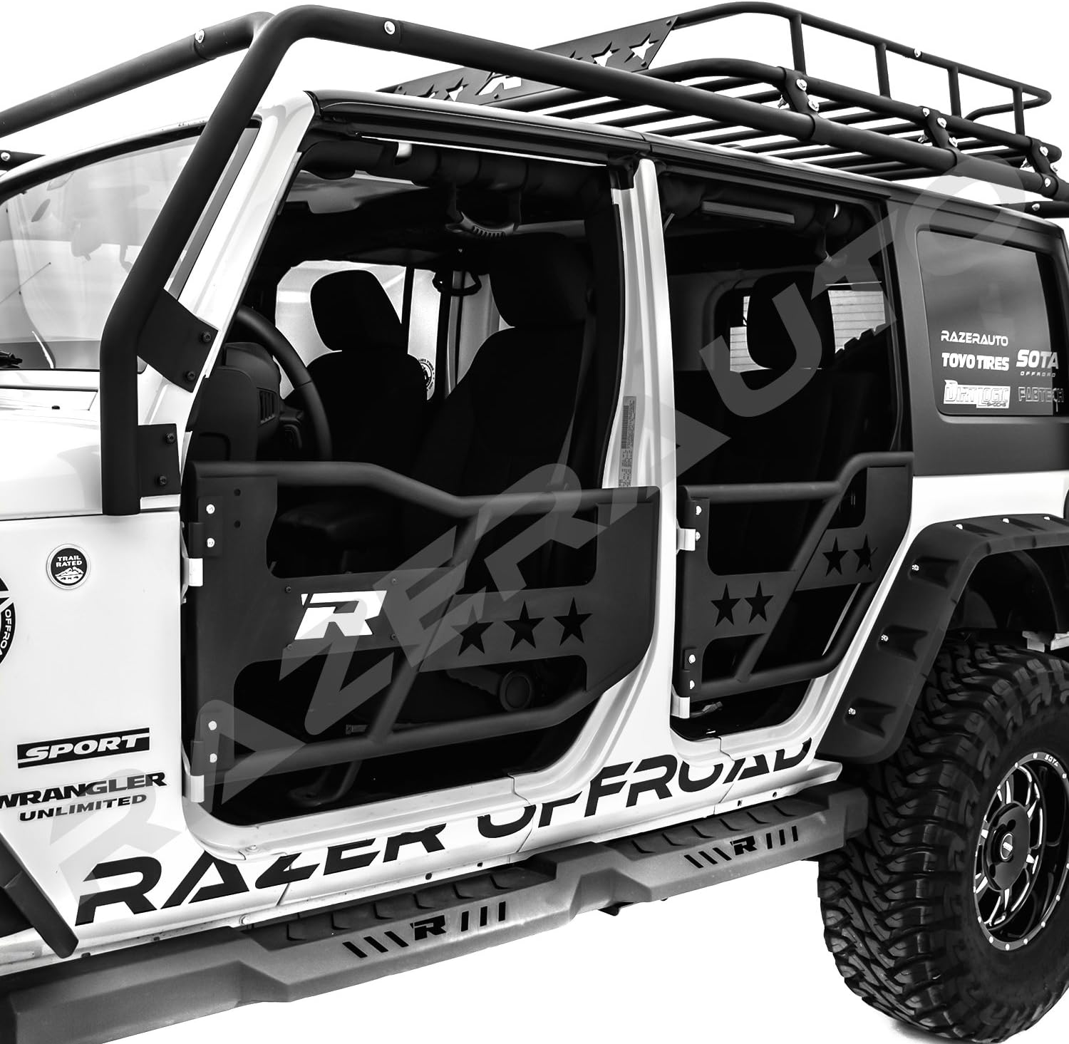 Amazon.com: Razer Auto Black Textured Rock Crawler Off Road 4pcs Front ...