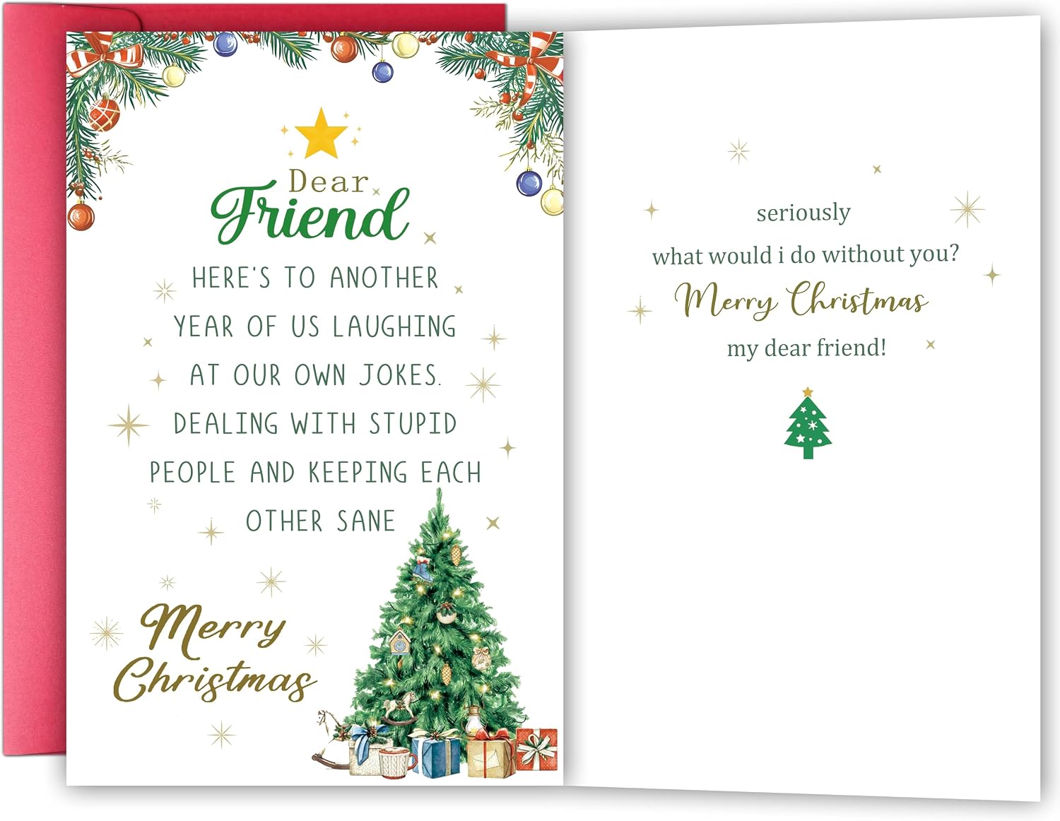Amazon.com: YIWANSIN Funny Christmas Card for Best Friend, Holiday ...