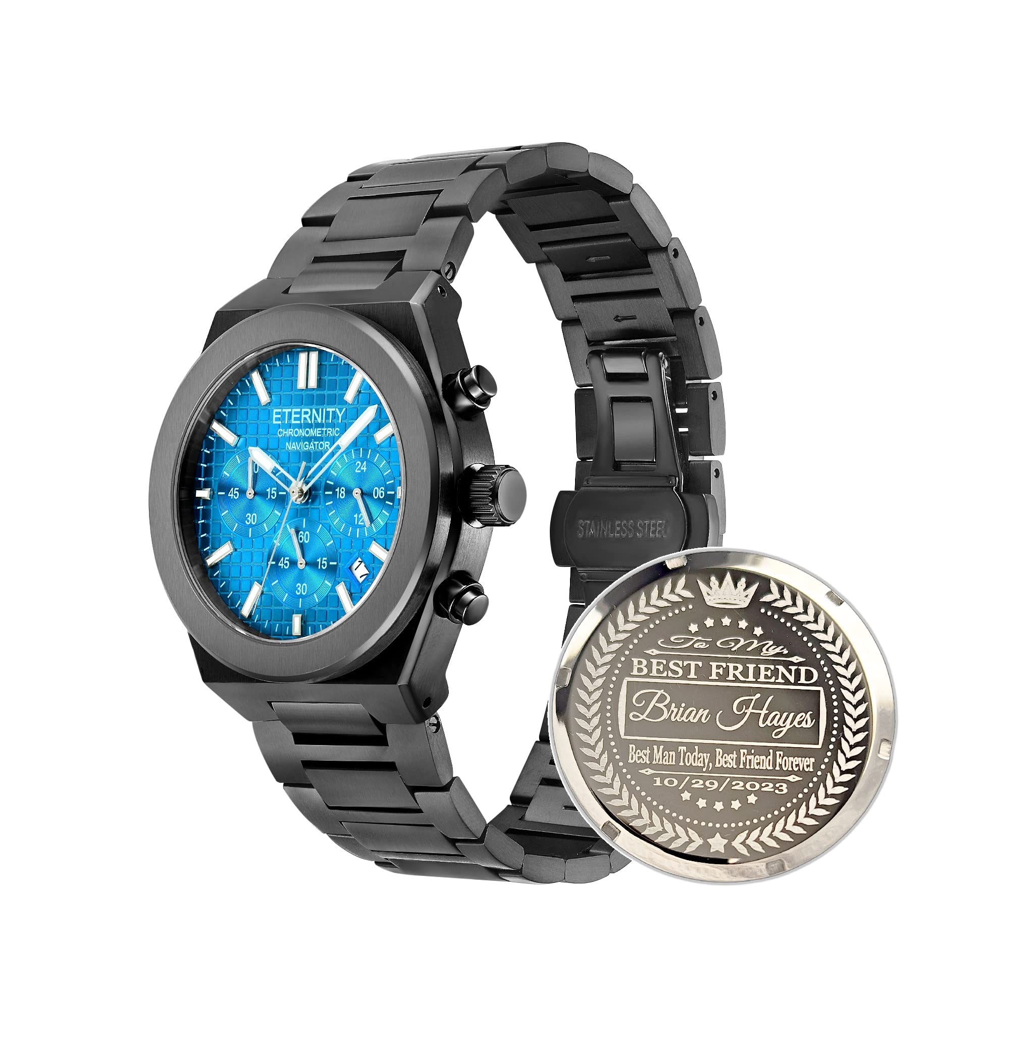 Amazon.com: ETERNITY CHRONOMETRIC NAVIGATOR Men's Engraved Watch ...