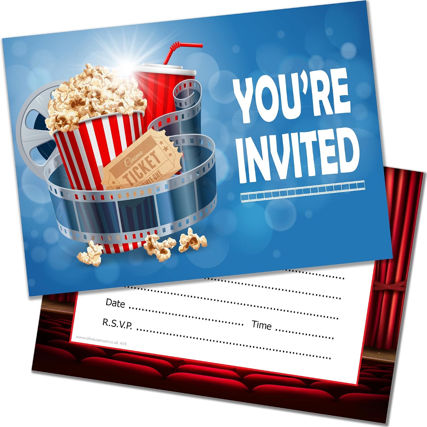 Olivia Samuel 20 x Cinema Birthday Party Invites - Ready to Write with ...