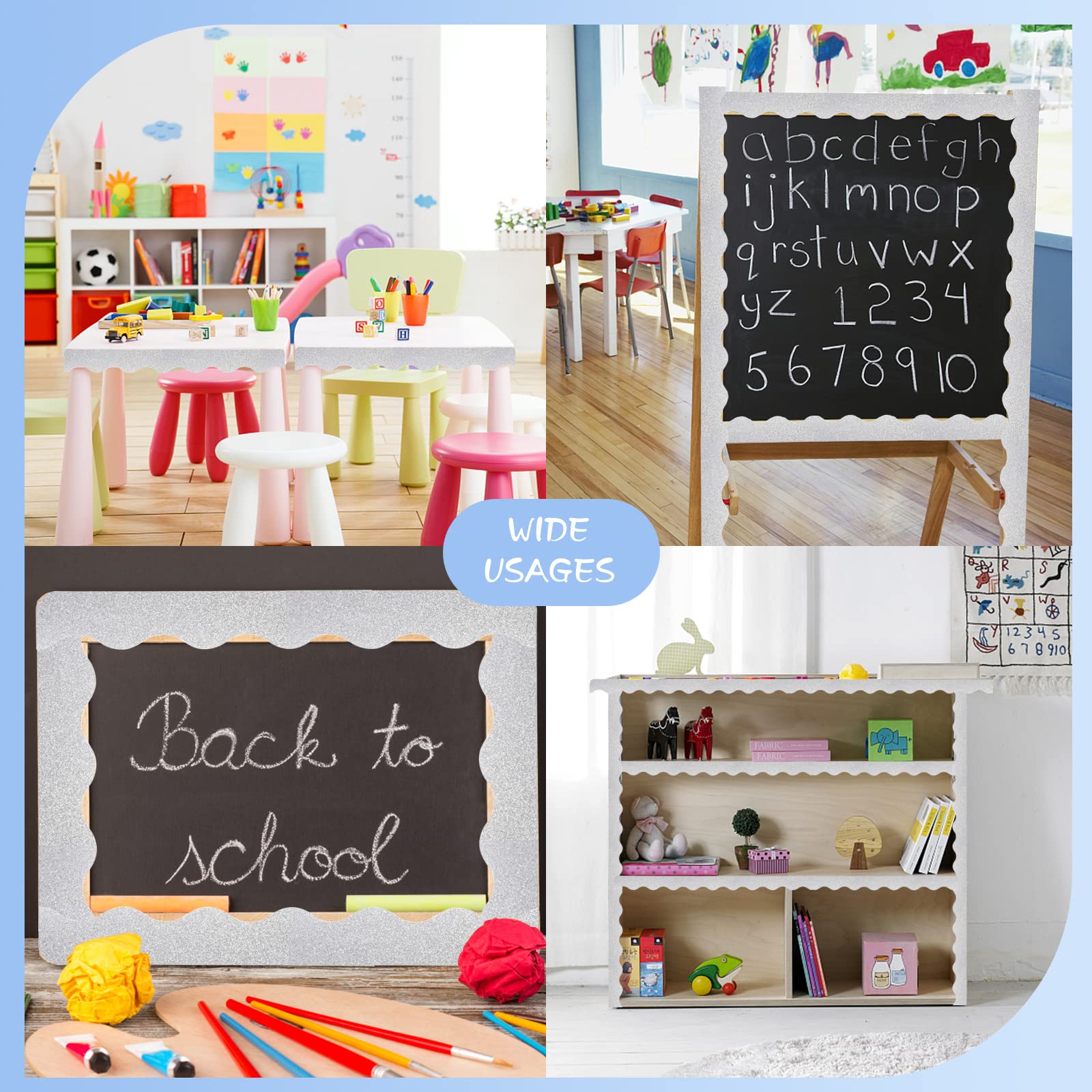 Snapklik.com : 160.6 Feet Christmas Bulletin Board Borders Silver ...