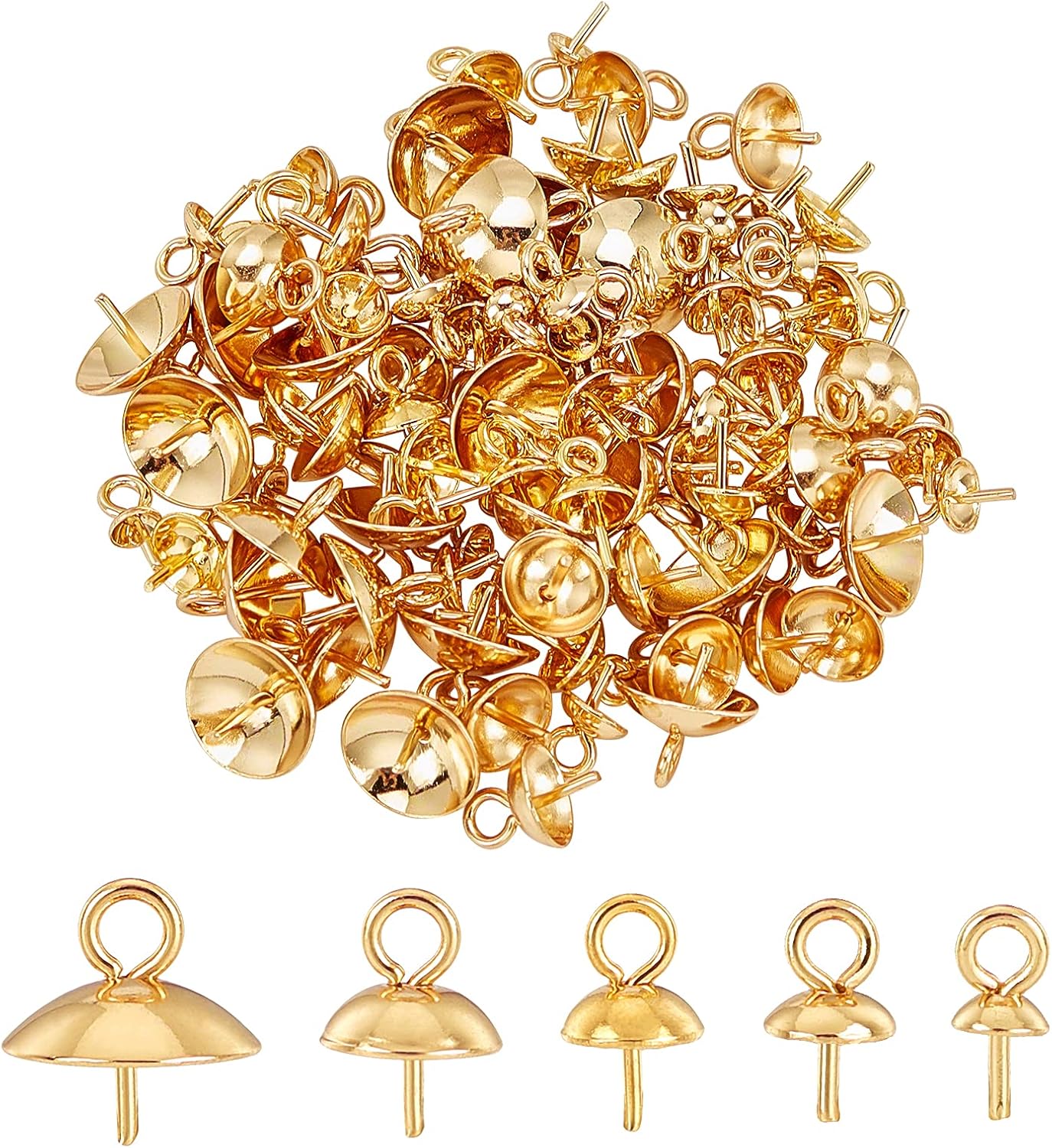 Amazon.com: UNICRAFTALE About 100pcs 5 Sizes Stainless Steel Cup Pearl ...