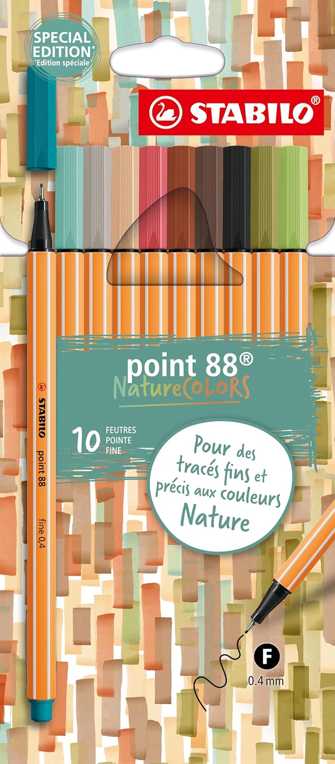 STABILO point 88 NatureCOLORS - Fineliner - Pack of 10 - Assorted ...