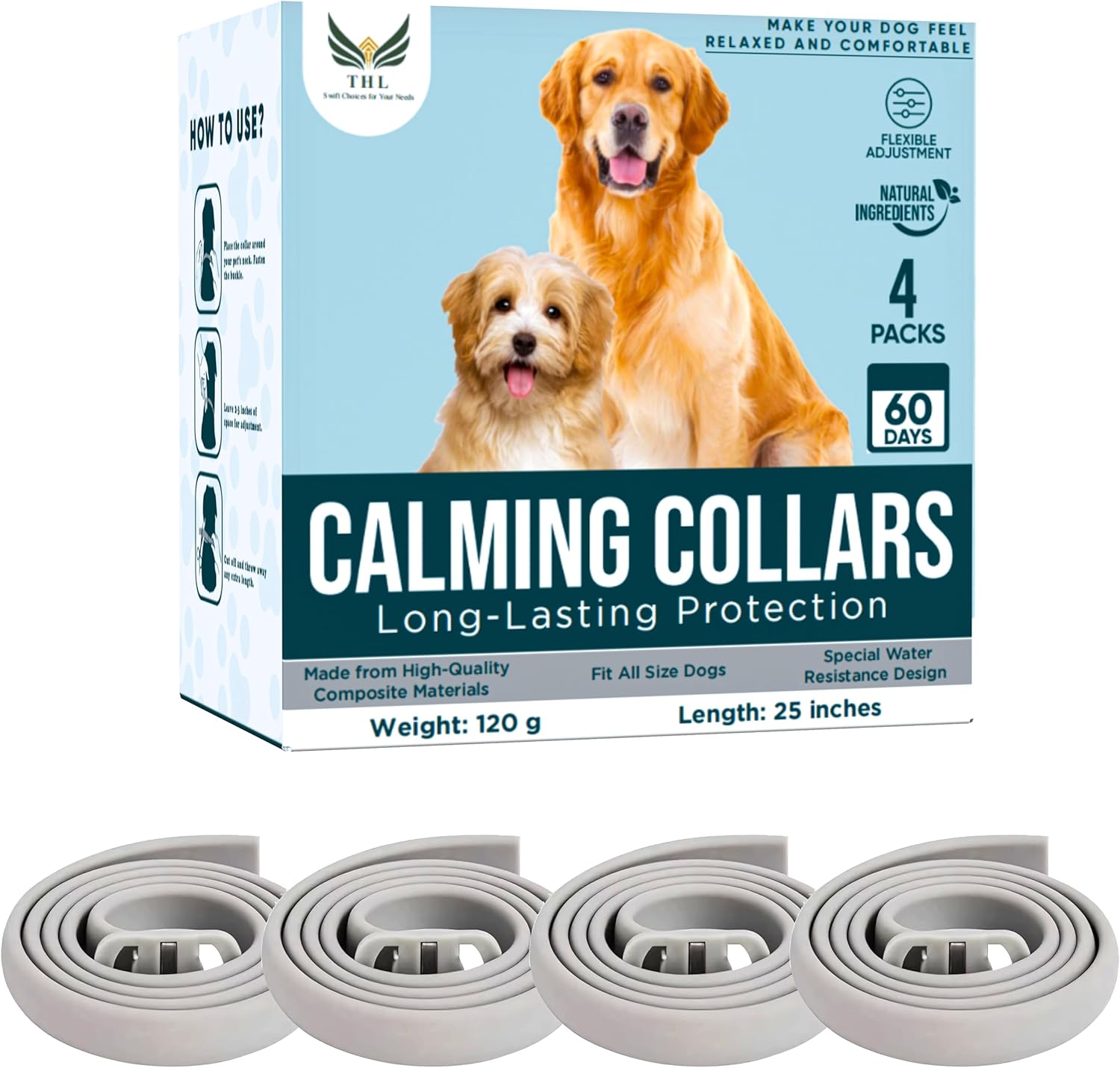 Amazon.com : Calming Collar for Dogs 4 Packs with Pheromones | Long ...