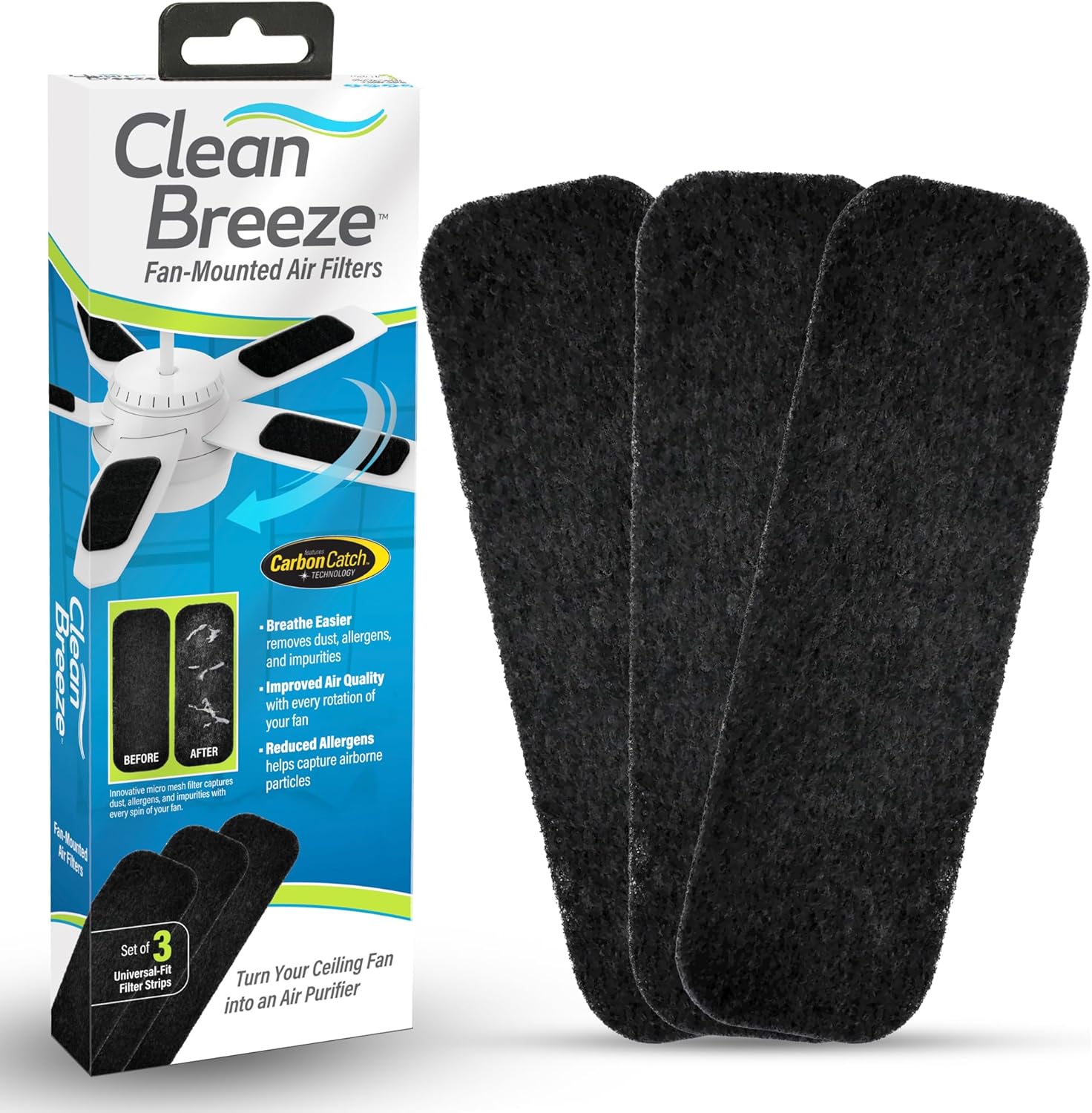 Amazon.com: CLEAN BREEZE Ceiling Fan-Mounted Air Filters – Improve Air ...