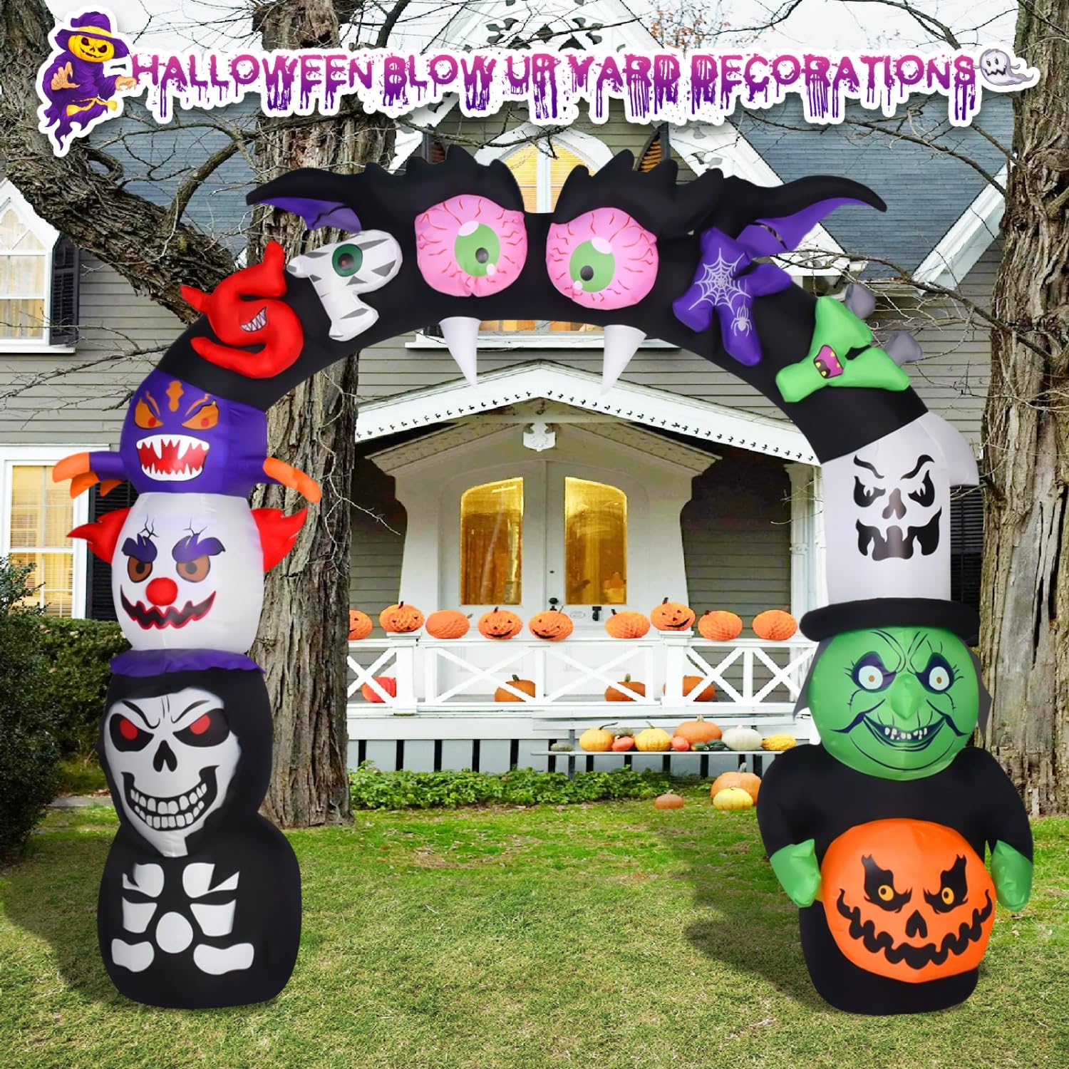 Snapklik.com : 8 FT Spooky Halloween Inflatables Stack Witch Ghost ...