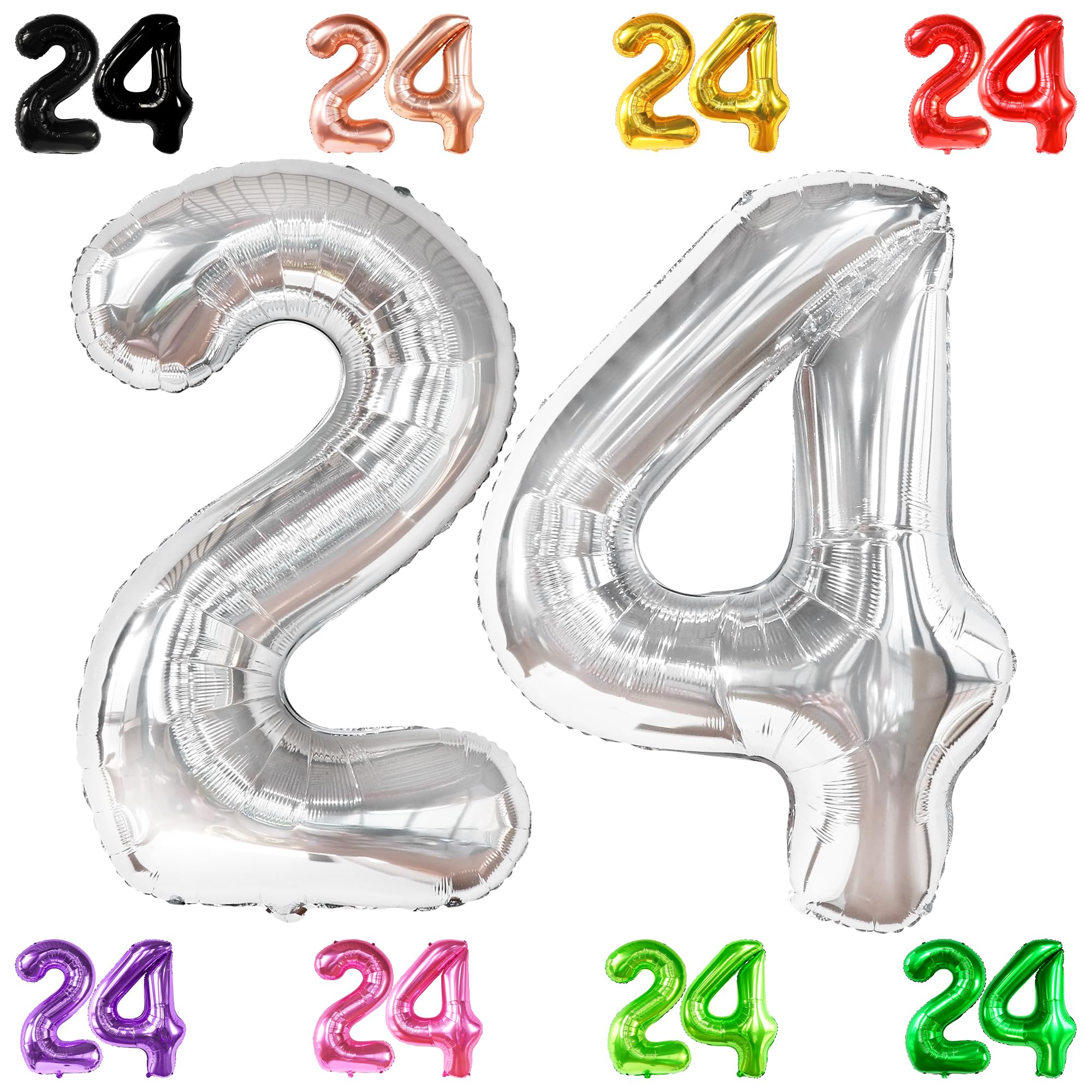 Amazon.com: KatchOn, Huge Silver 24 Balloon Numbers - 40 Inch | Silver ...