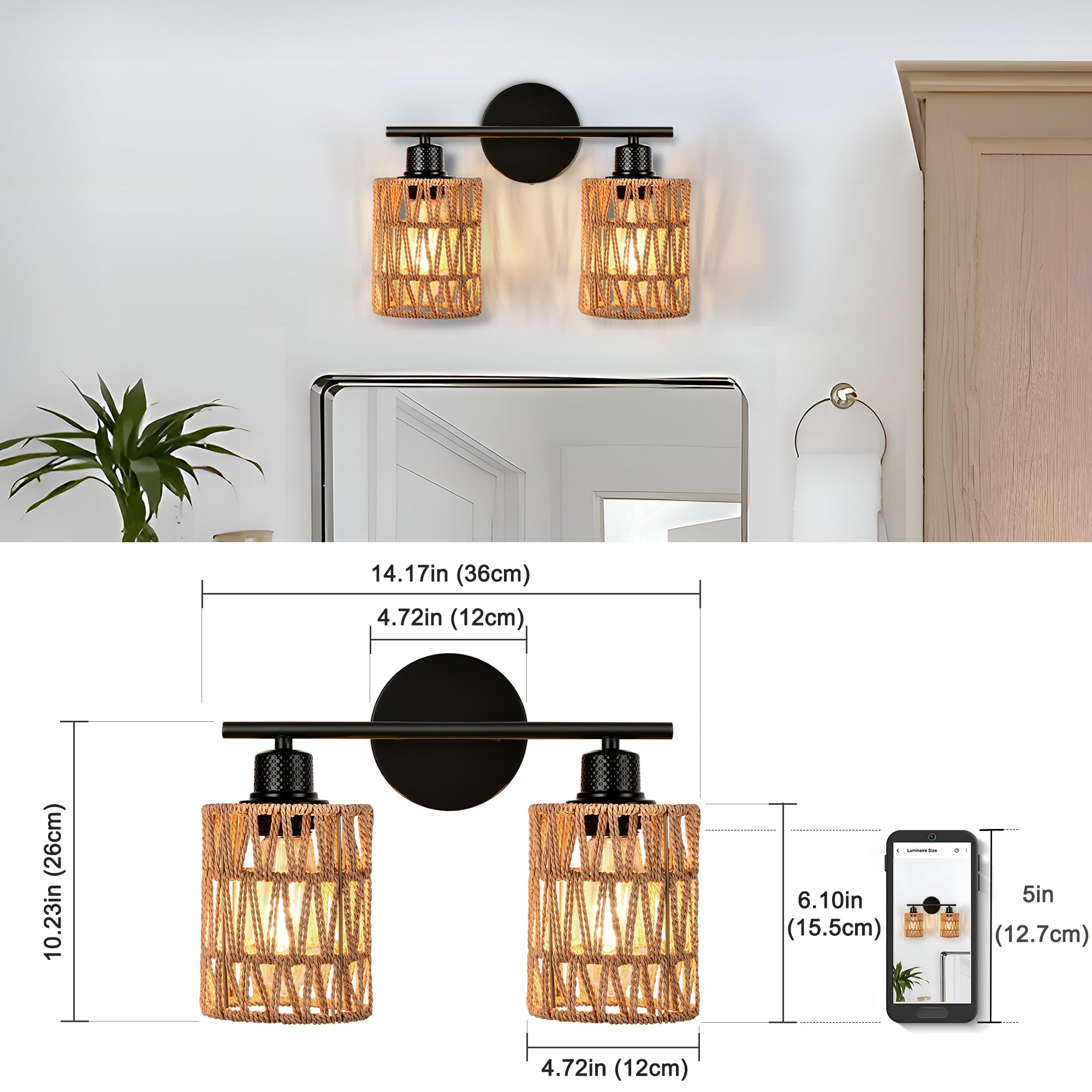 Tropical Vanity Lighting Feohak Bathroom Vanity Light, 4 Light Boho