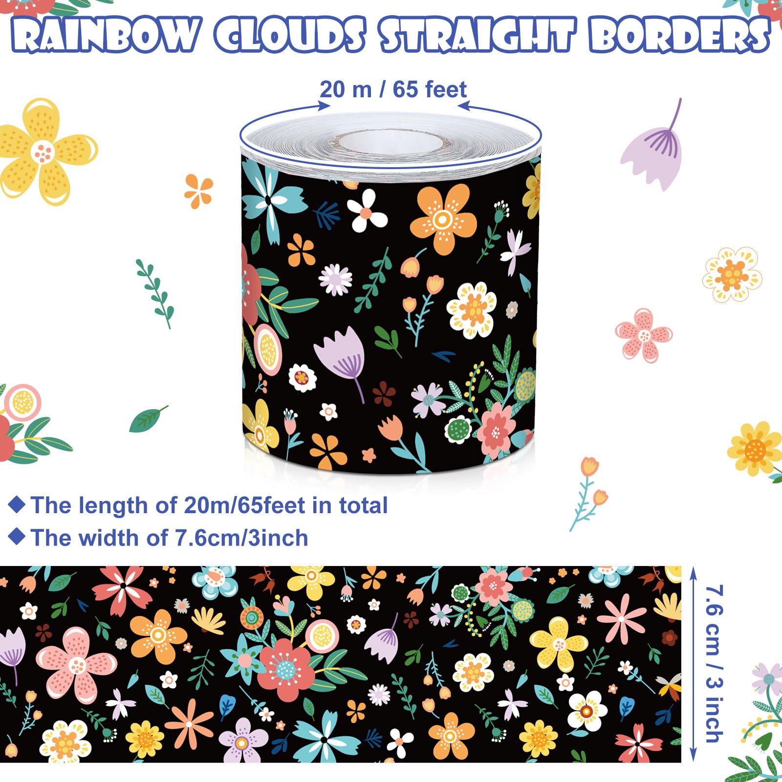 Snapklik.com : 65.6 Feet Wildflower Bulletin Board Borders, Classroom ...