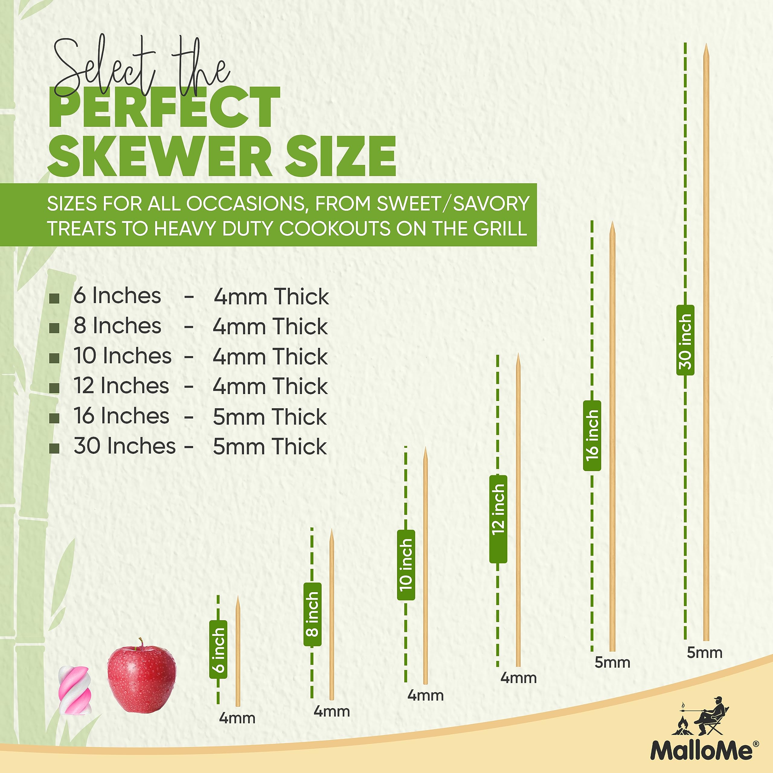 Burger Sticks CreationsMart Wooden Skewers, Pack Of 150 30cm*3mm Mini ...
