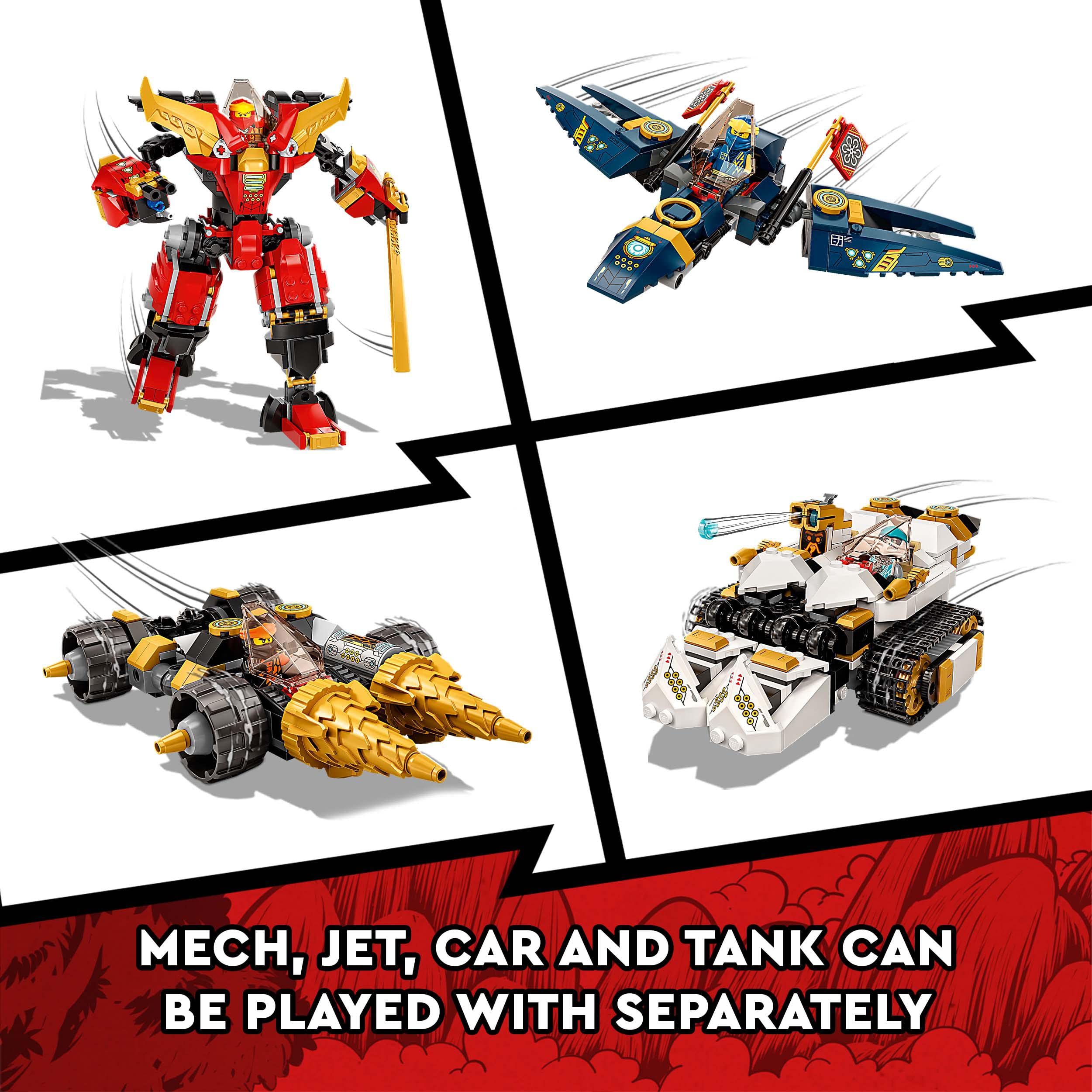 LEGO 71765 NINJAGO Ninja Ultra Combo Mech 4 in 1 Set with Car, Jet ...