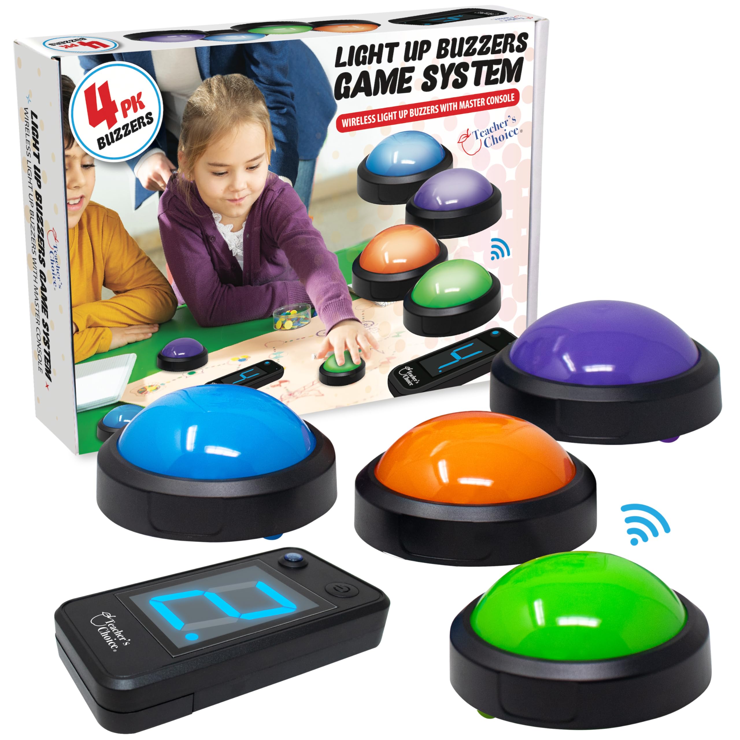 Amazon.com: Teacher's Choice 4 Player Wireless Light Up Game Buzzer System | Displays The ...