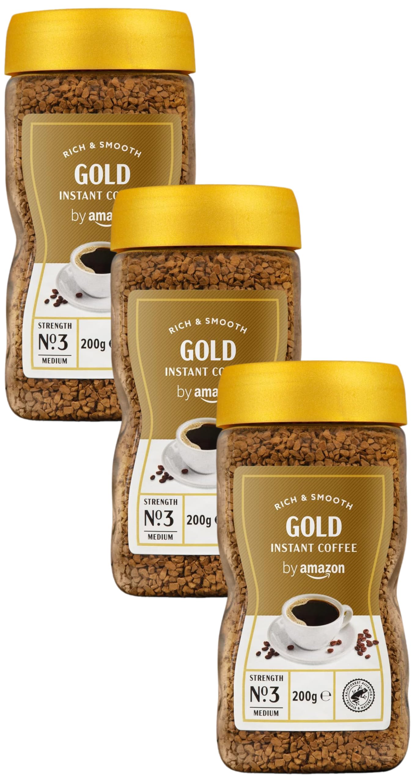 by Amazon Gold Instant Coffee, Medium Roast, 200g, Rainforest Alliance ...