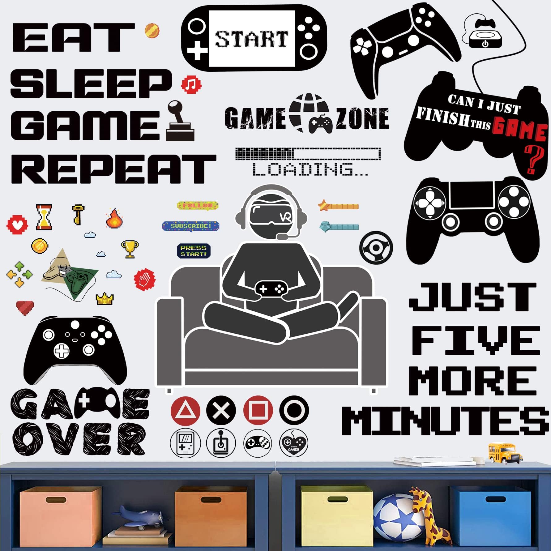 Amazon.com: 48 Pieces Creative Video Game Room Decor Exellent in Gamer ...