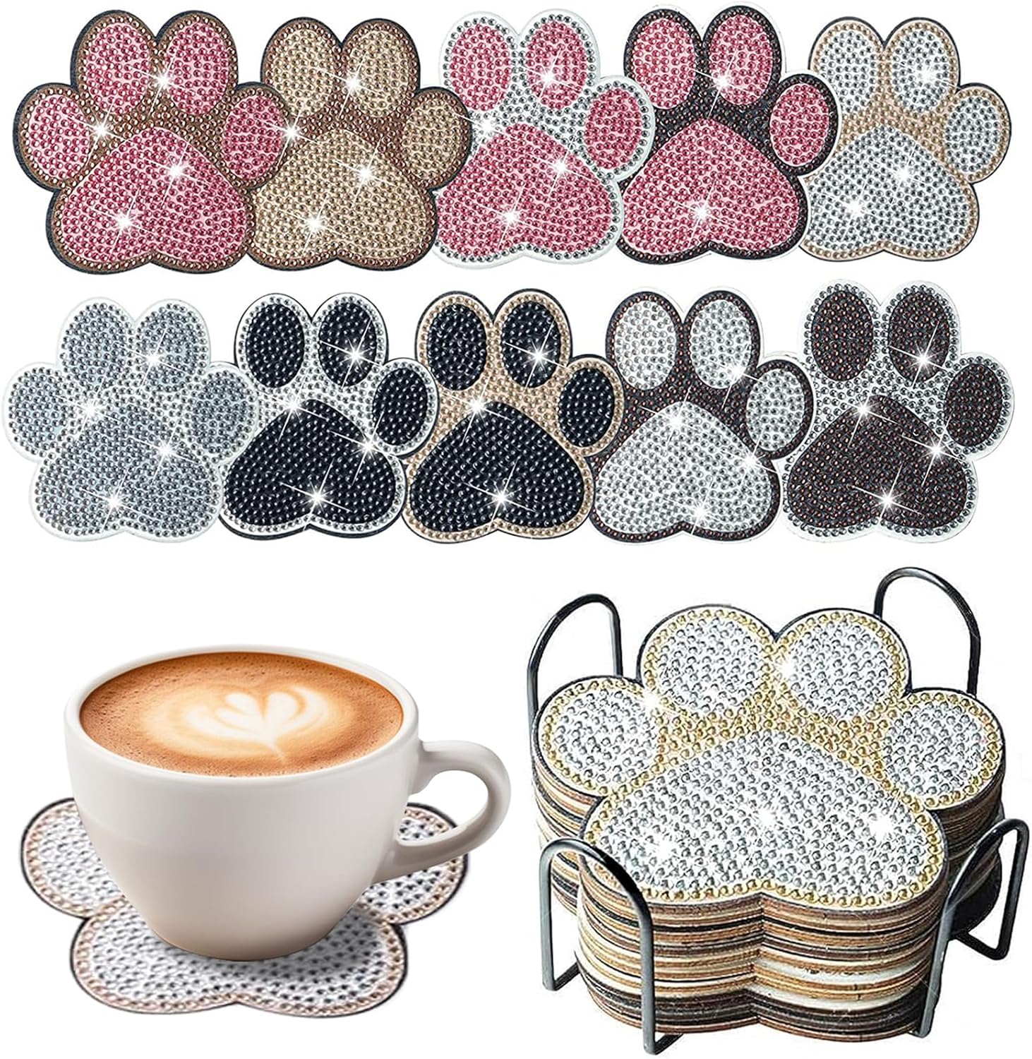 Amazon.co.jp: Sitengle ダイヤモンドアート コースター キット8個入 ビーズアート ダイアモンドアート セット DIYダイヤモンドペインティング 5Dダイヤモンド塗装 ...