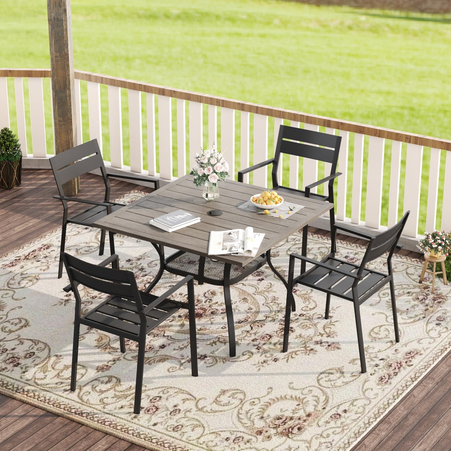 Snapklik.com : Stackable Patio Chairs Set Of 2, Metal Outdoor Chair Set ...