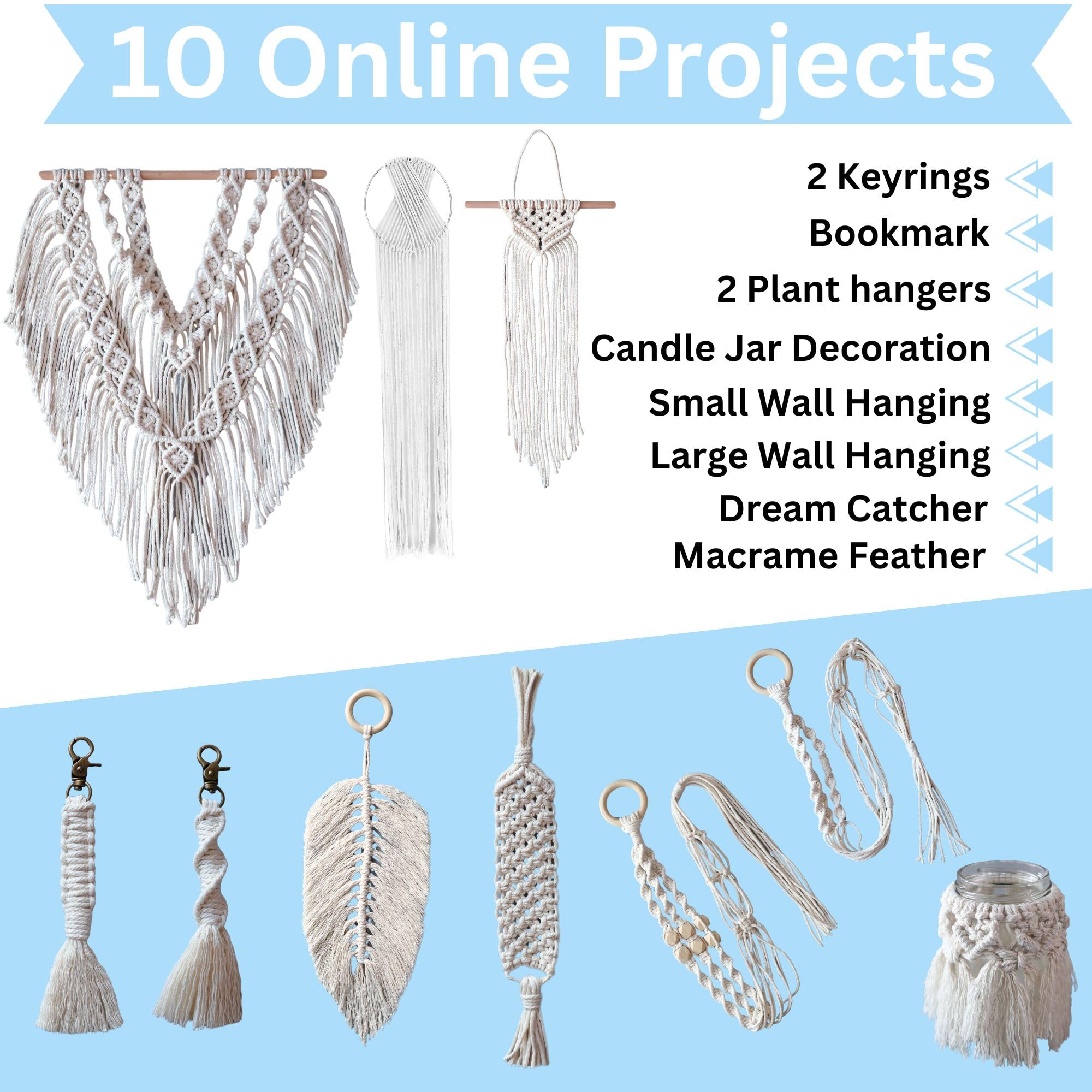 Macrame Kit for Beginners, 3mm Macrame Cord, Wooden Geo Beads,Rings ...