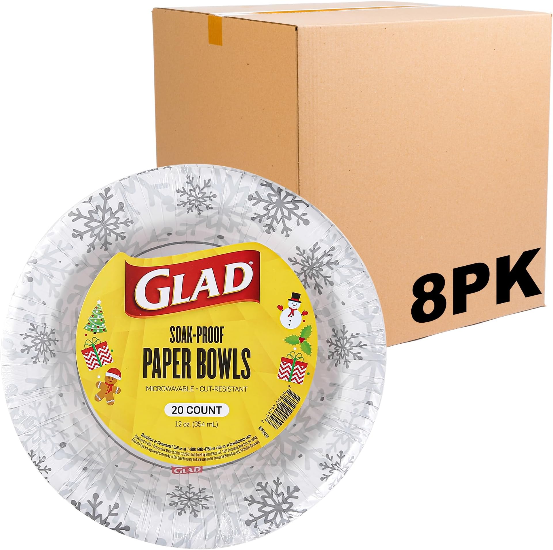 Amazon.com: Glad Everyday Disposable Paper Bowls with Holiday Gray ...