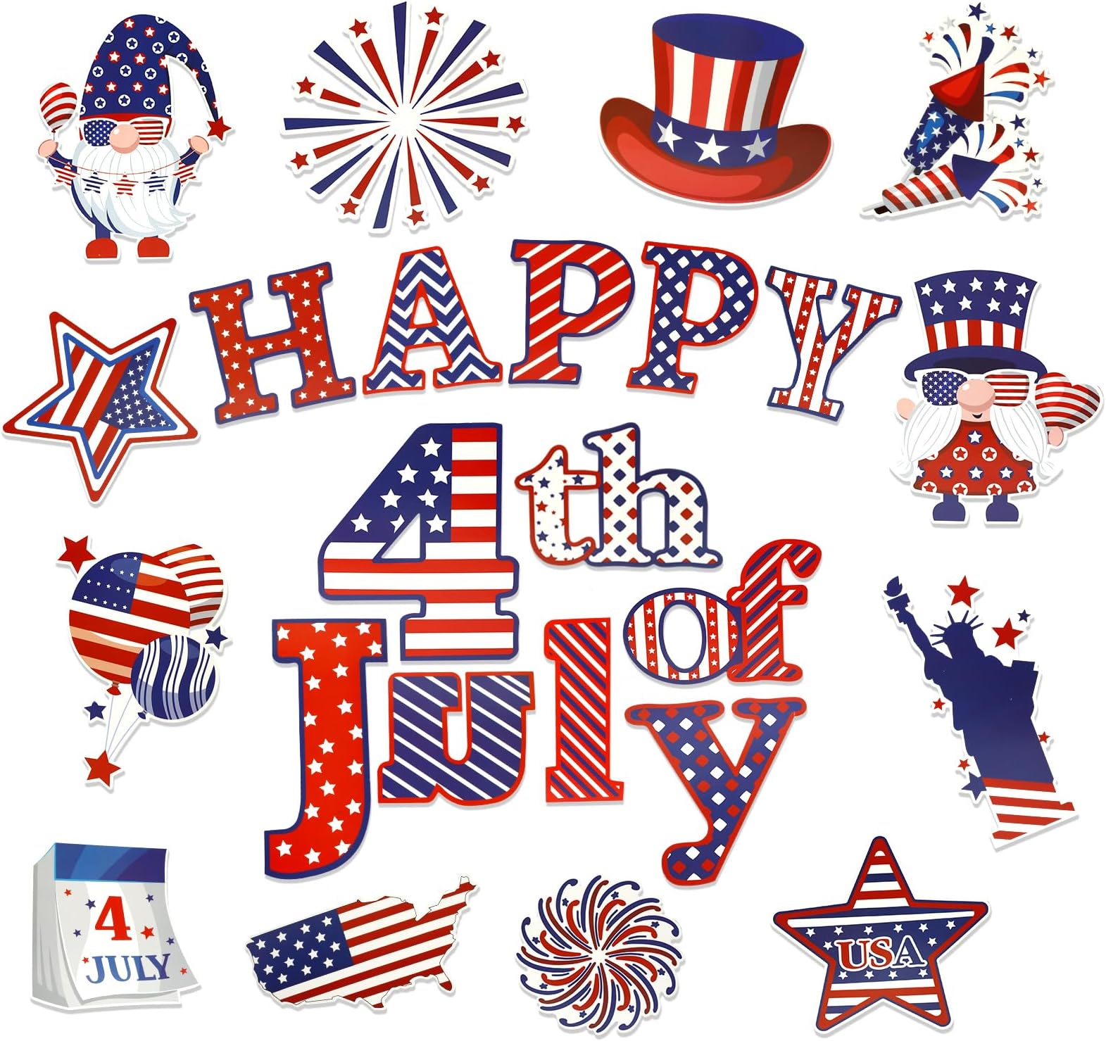 Amazon.com: Happy 4th of July Bulletin Board Decorations Set 48Pcs ...