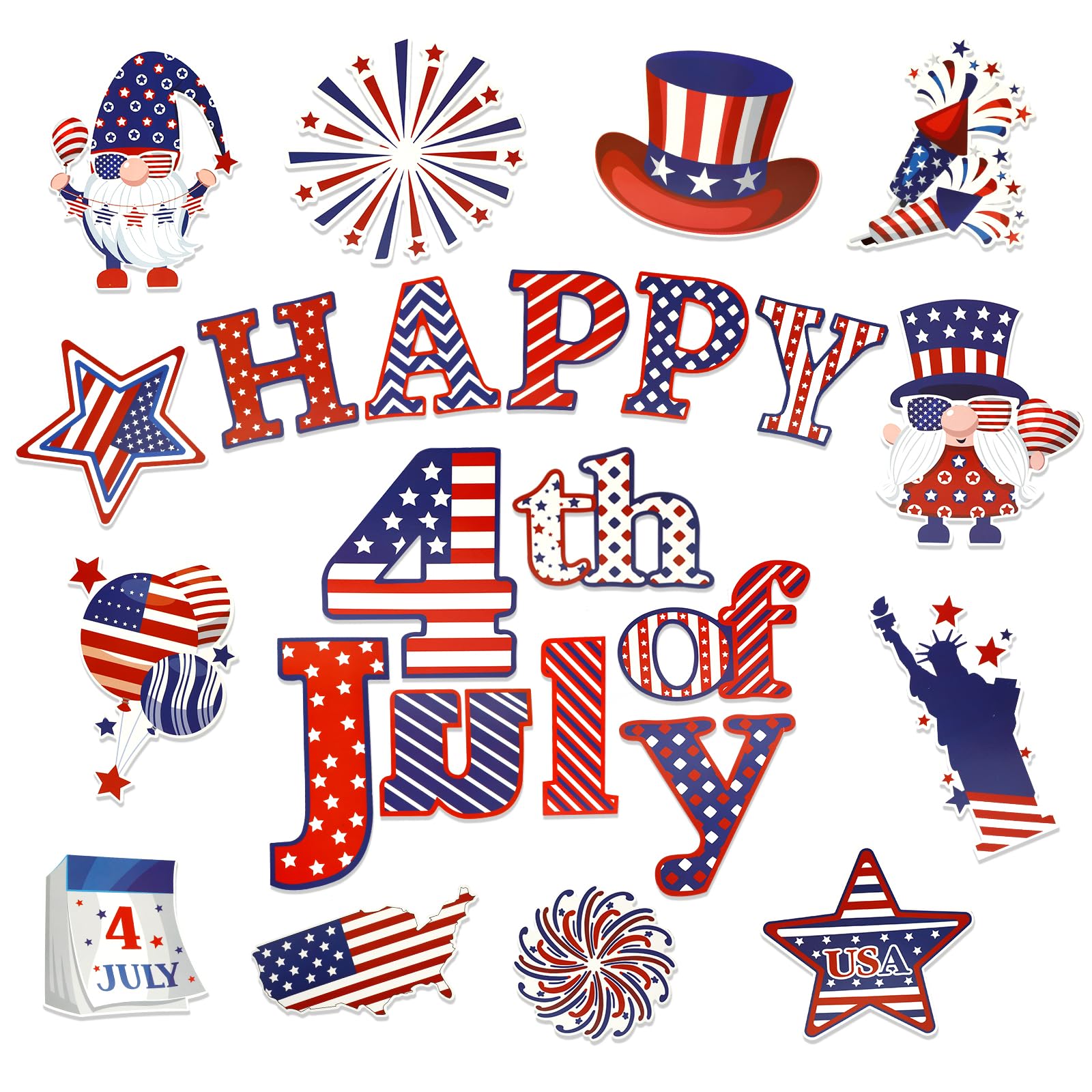 Amazon.com: Happy 4th of July Bulletin Board Decorations Set 48Pcs ...
