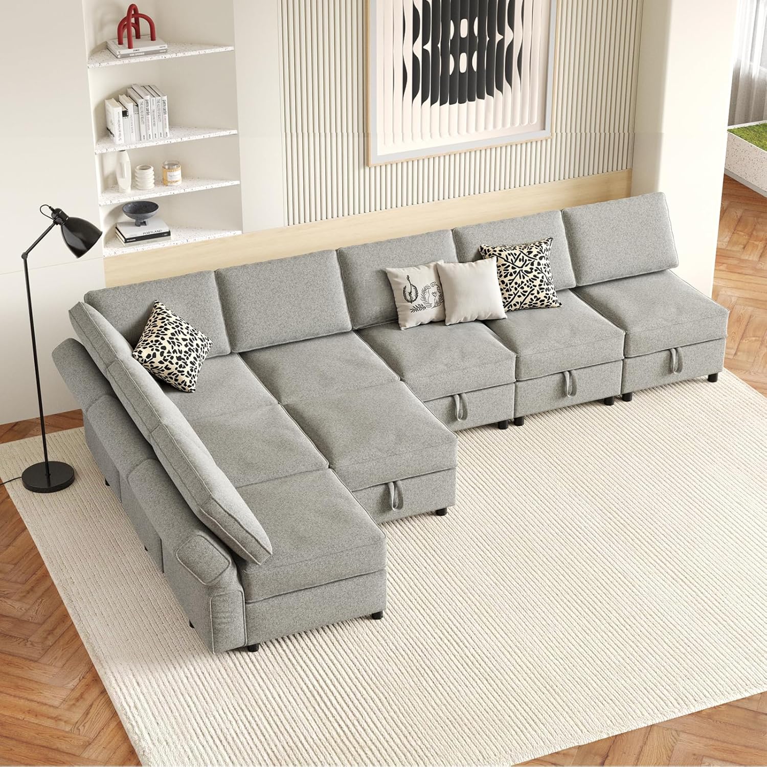 Amazon.com: Makkki Sectional Sofa Sleeper Modular,Modular Sectional Couch with Storage ...