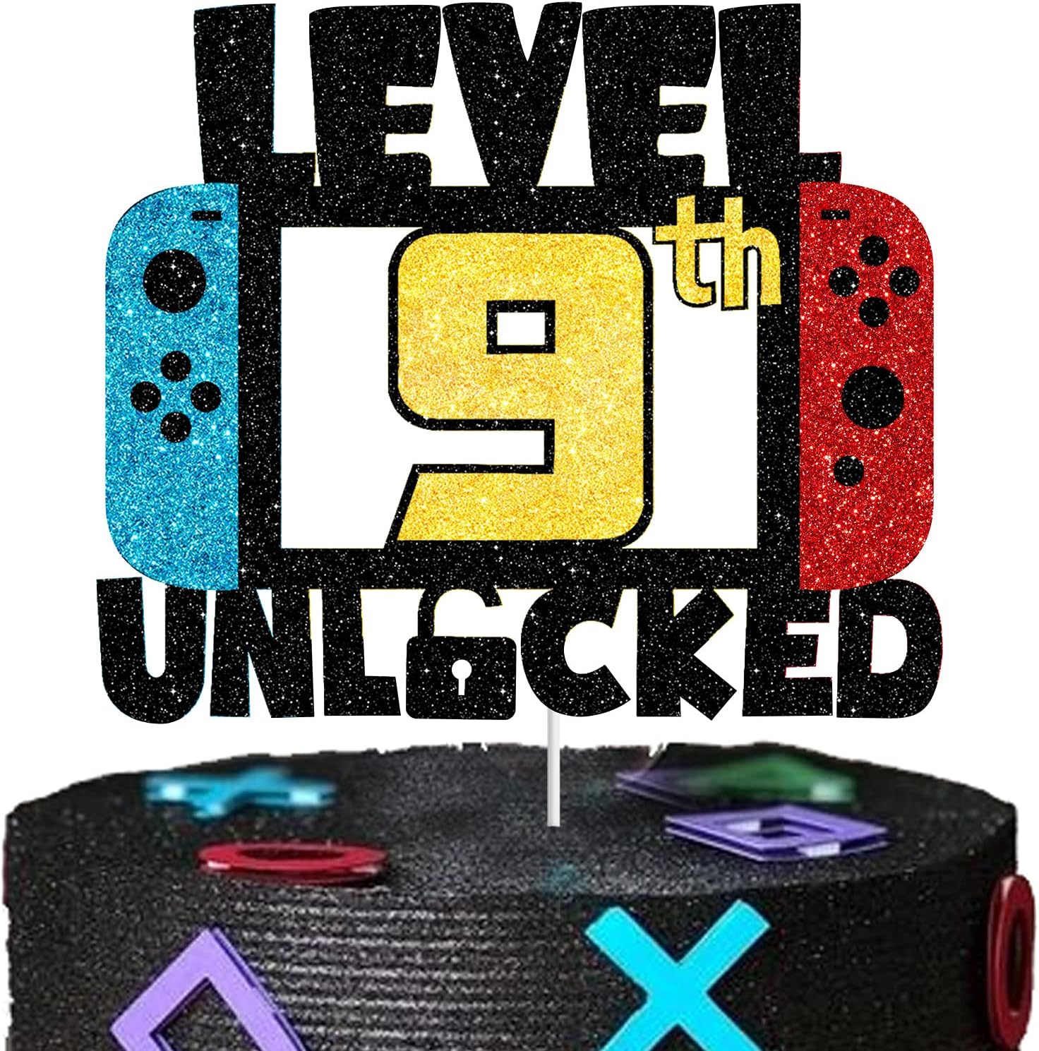 Amazon.com: 9 LEVEL UNLOCKED Birthday Cake Topper - 9th Happy Birthday ...