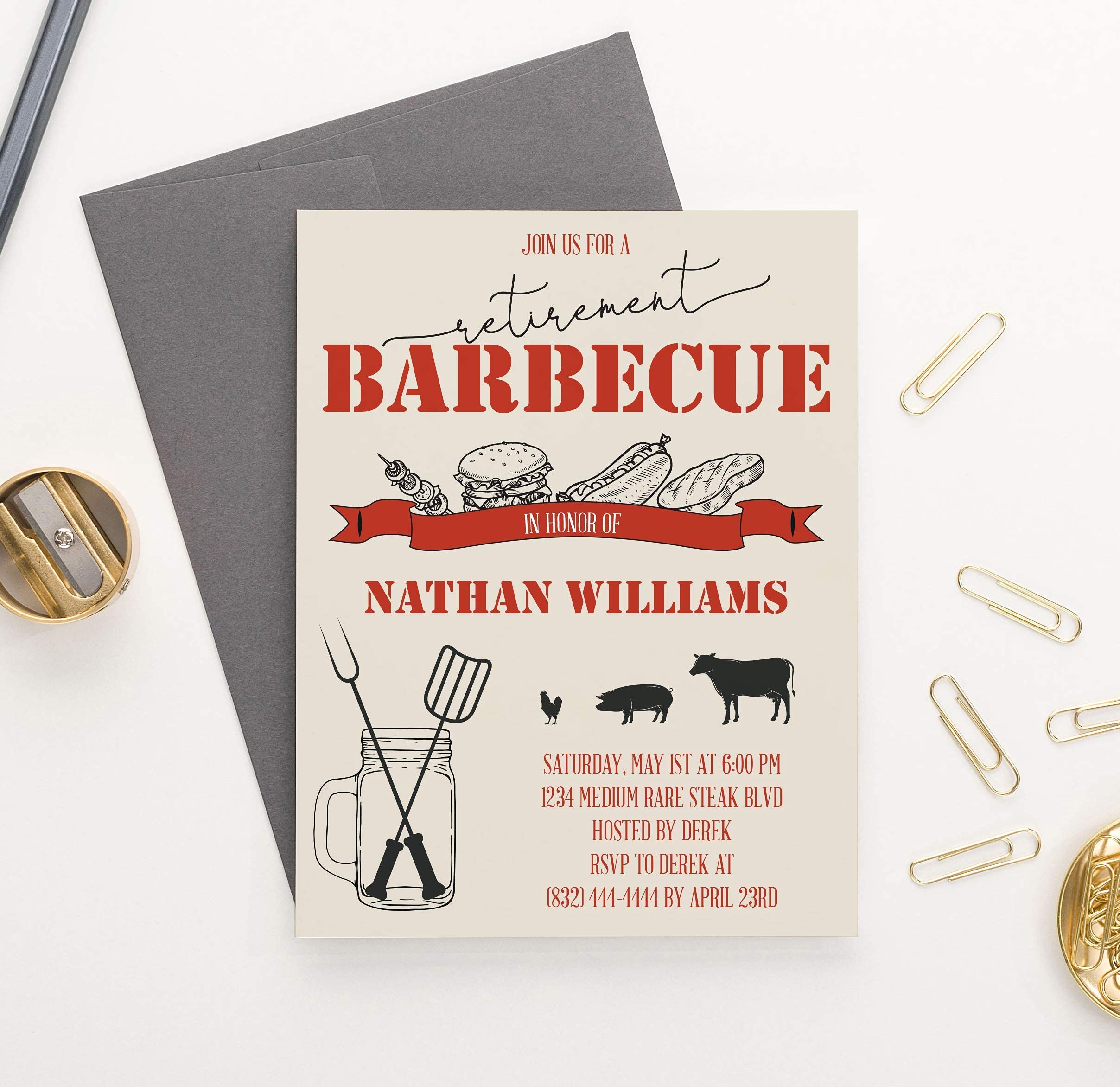 Bbq Retirement Invitations Free Engagement BBQ Party Invitation