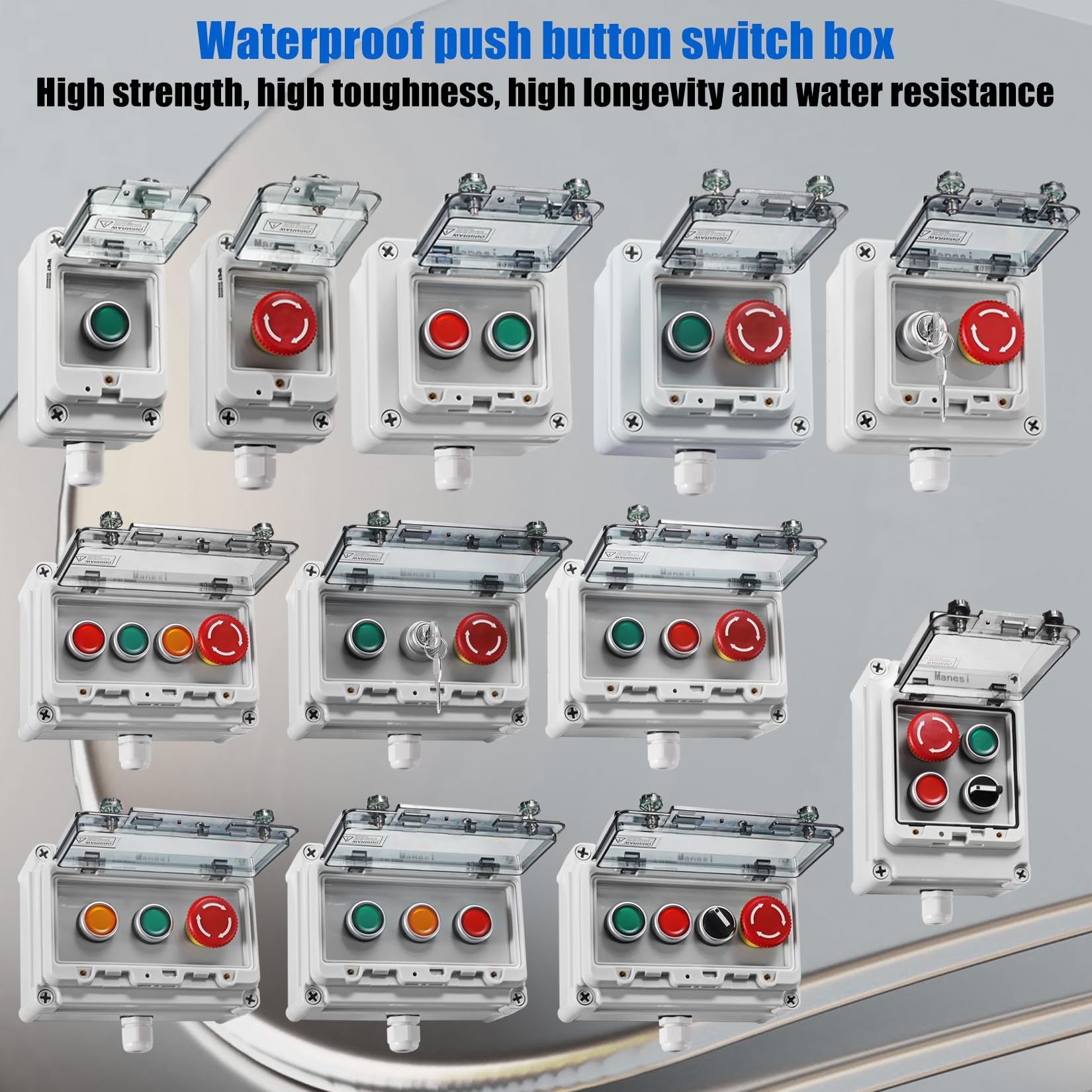 Snapklik.com : IP67 Outdoor Waterproof Button Switch Box Emergency Stop ...