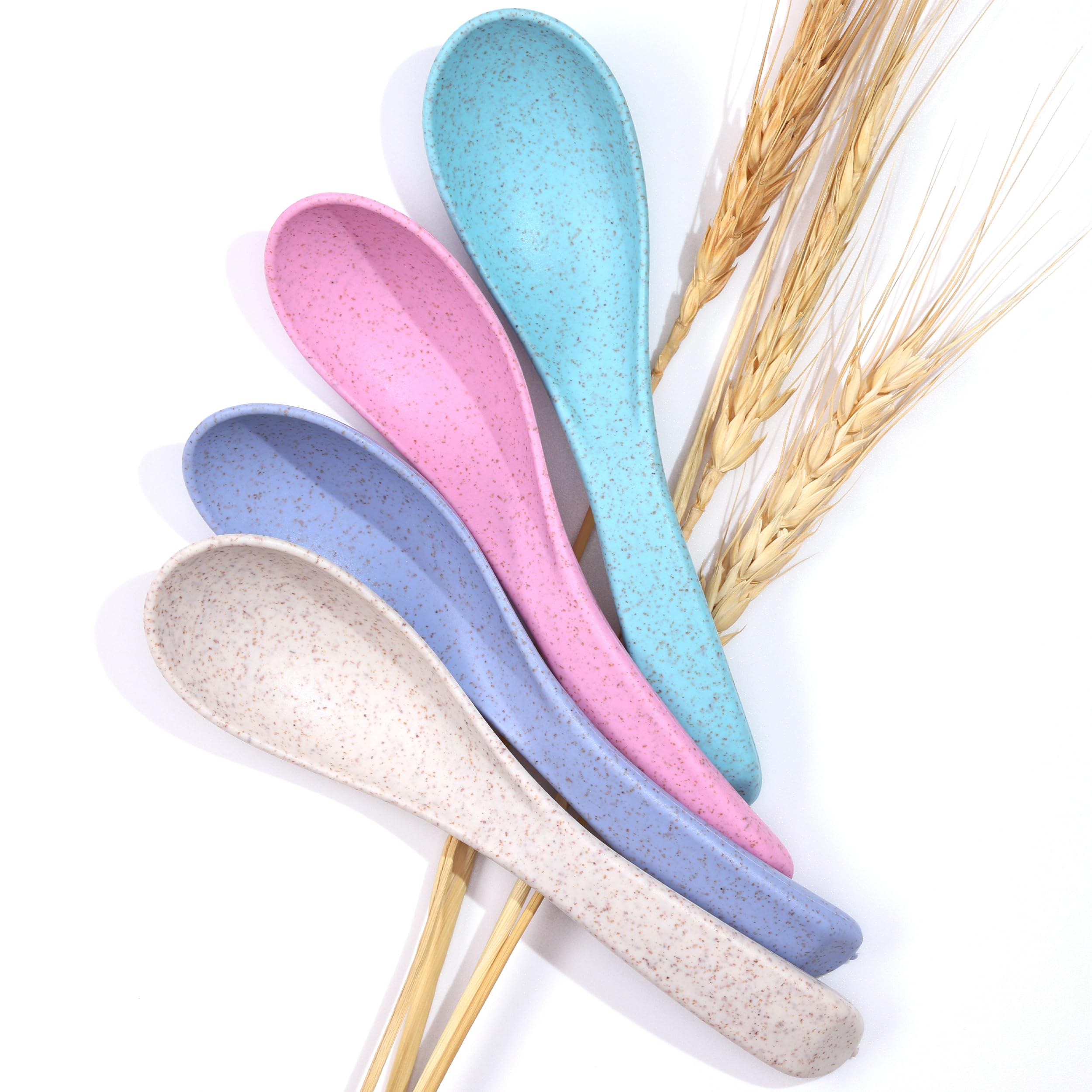 Amazon.com: Wheat Straw Travel Spoon Set - 4 Spoons Camping Utensils ...