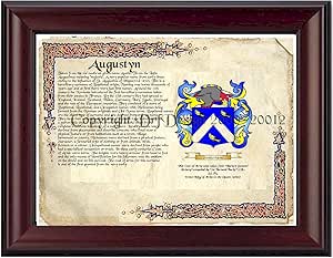 Amazon.com: Augustyn Coat of Arms/ Family History 11" x 13 " Wood ...