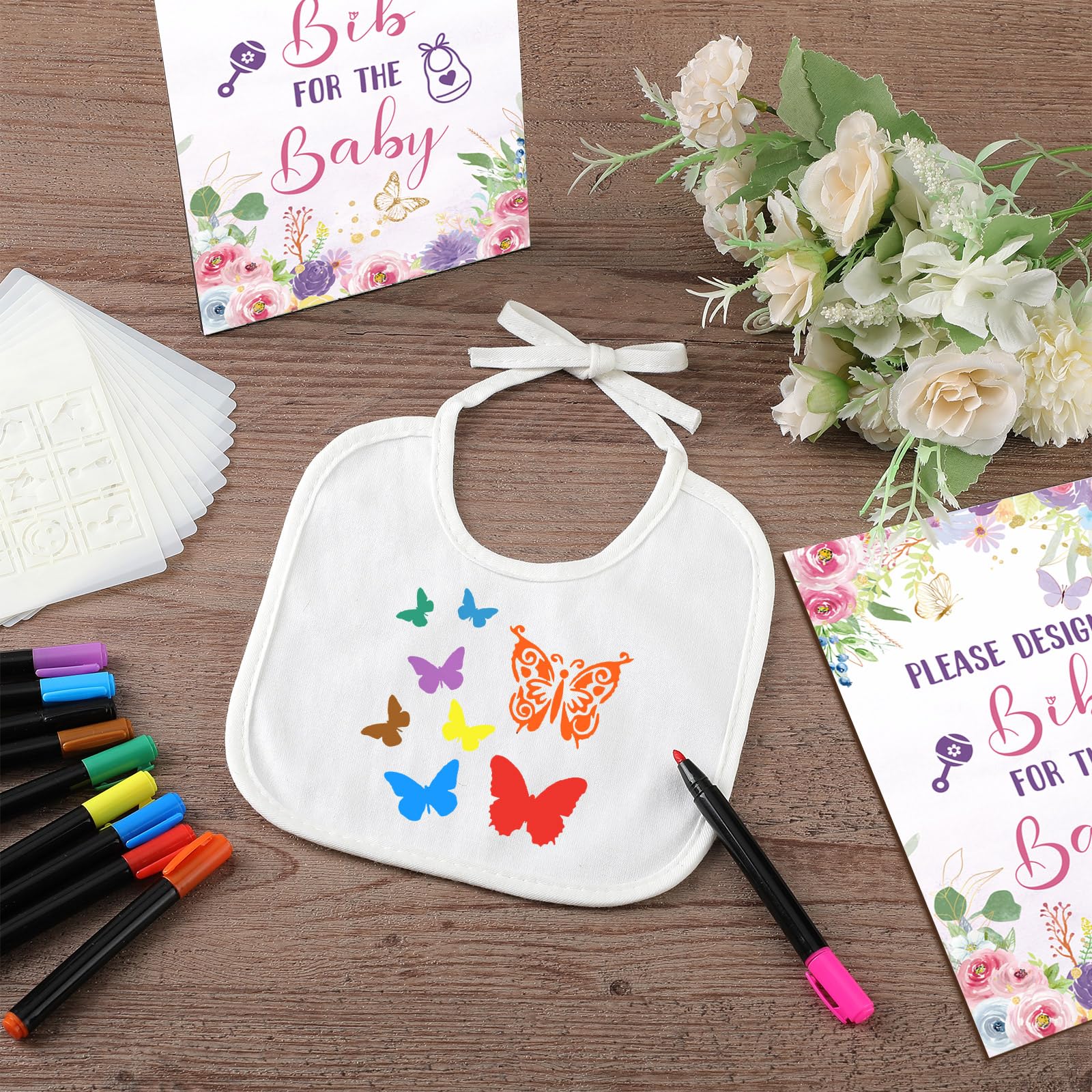 Snapklik.com : Newwiee 55 Pcs DIY Baby Bibs Set Includes 22 White ...