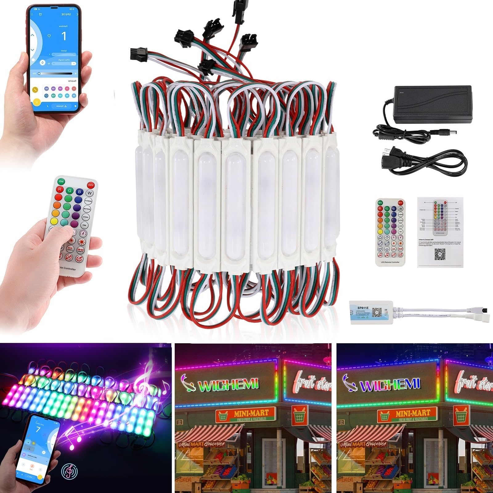 Amazon.com: WICHEMI LED Lights for Business Storefront Lights Bluetooth ...