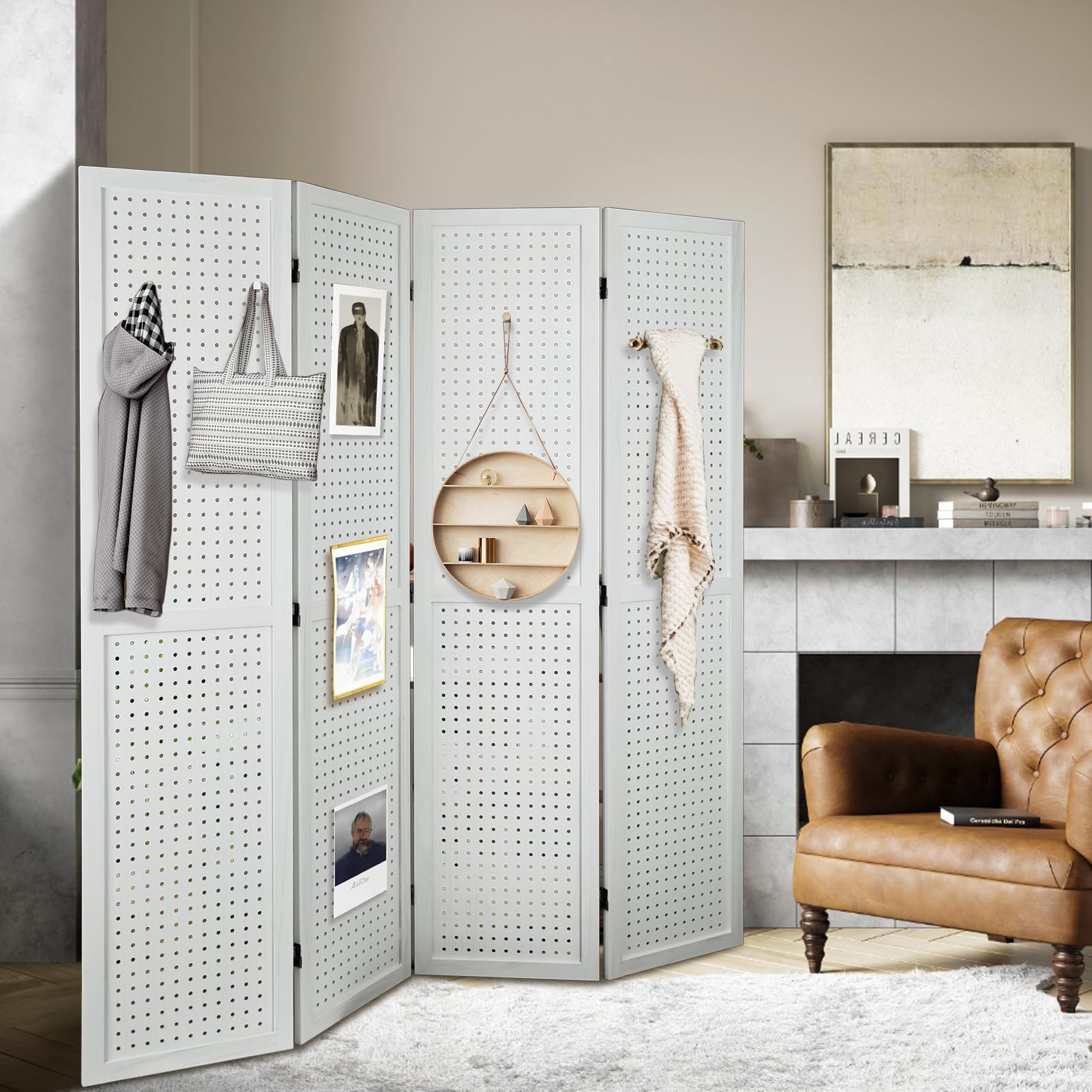 Snapklik.com : BABION Pegboard Display Freestanding, 4 Panel Wood ...