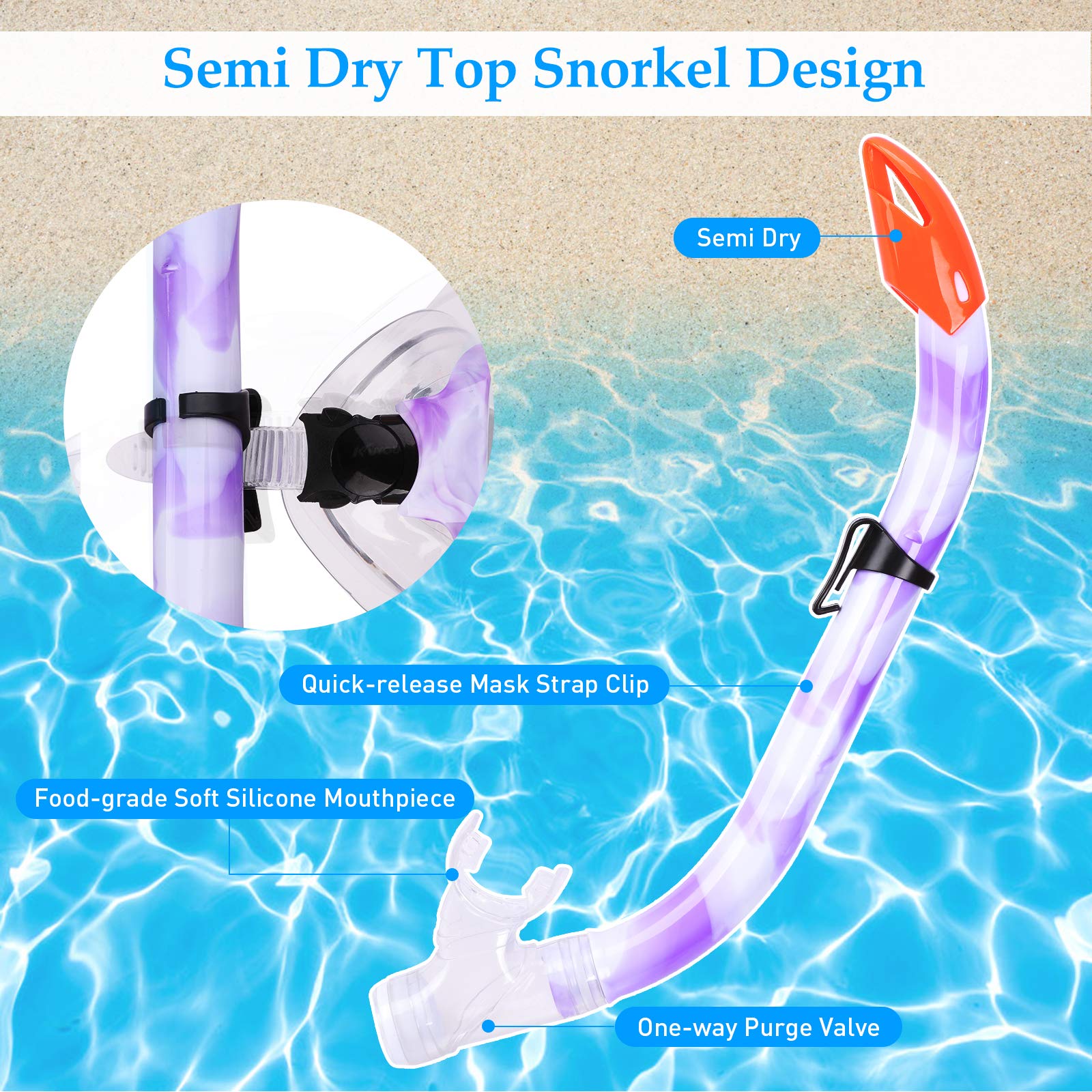 Kids Snorkel Set, Children Anti-Fog Diving Mask Swimming Goggles Semi ...