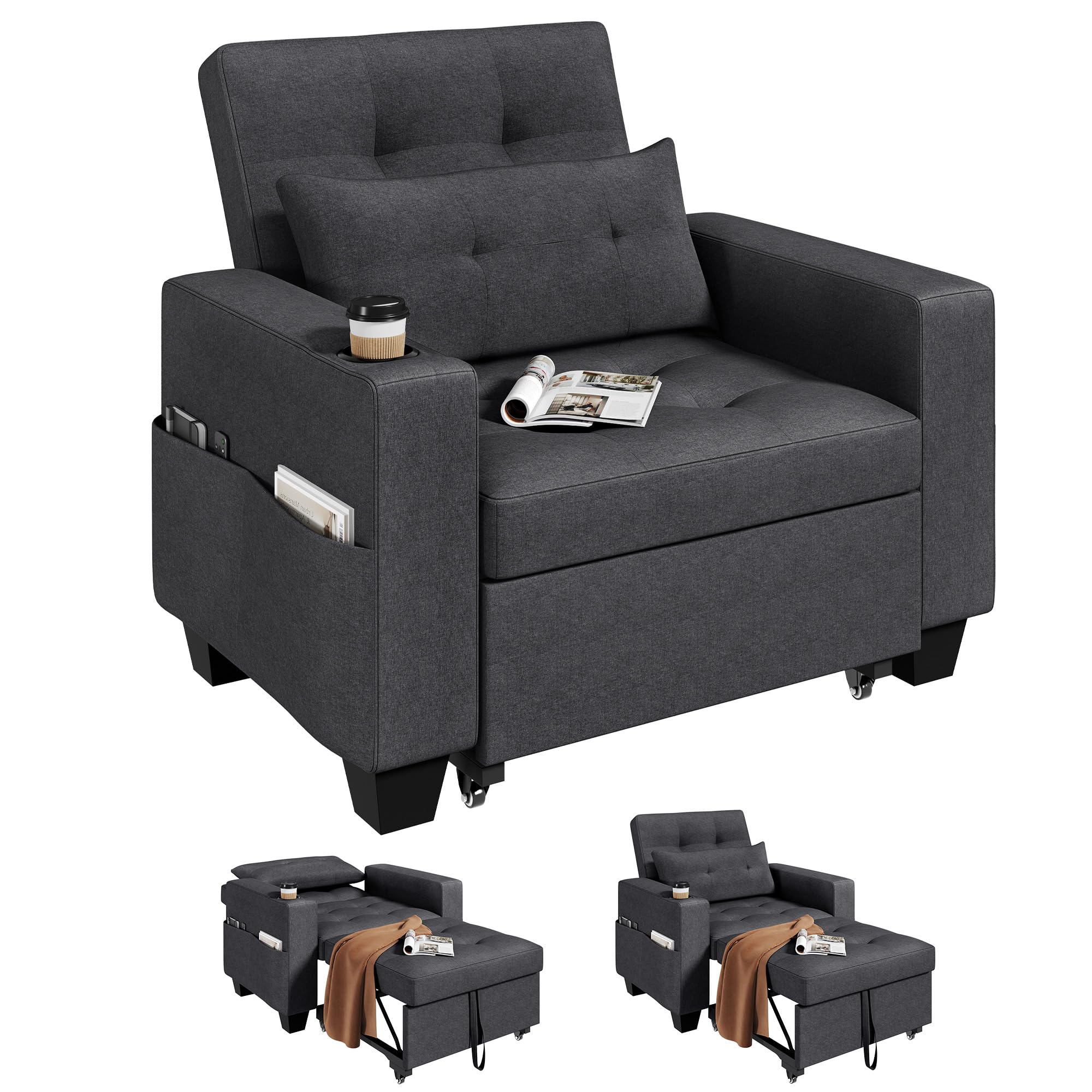 YITAHOME Single Sofa Bed Chair, Pull Out Sofa Bed Small Sofa Beds for ...