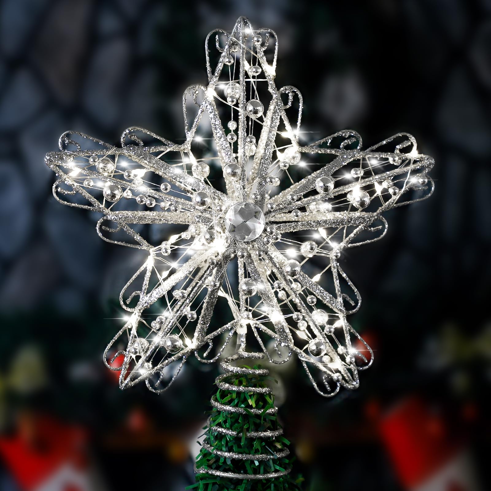 Amazon.com: Verdenu Christmas Tree Topper with Diamond, 40 LED Star ...