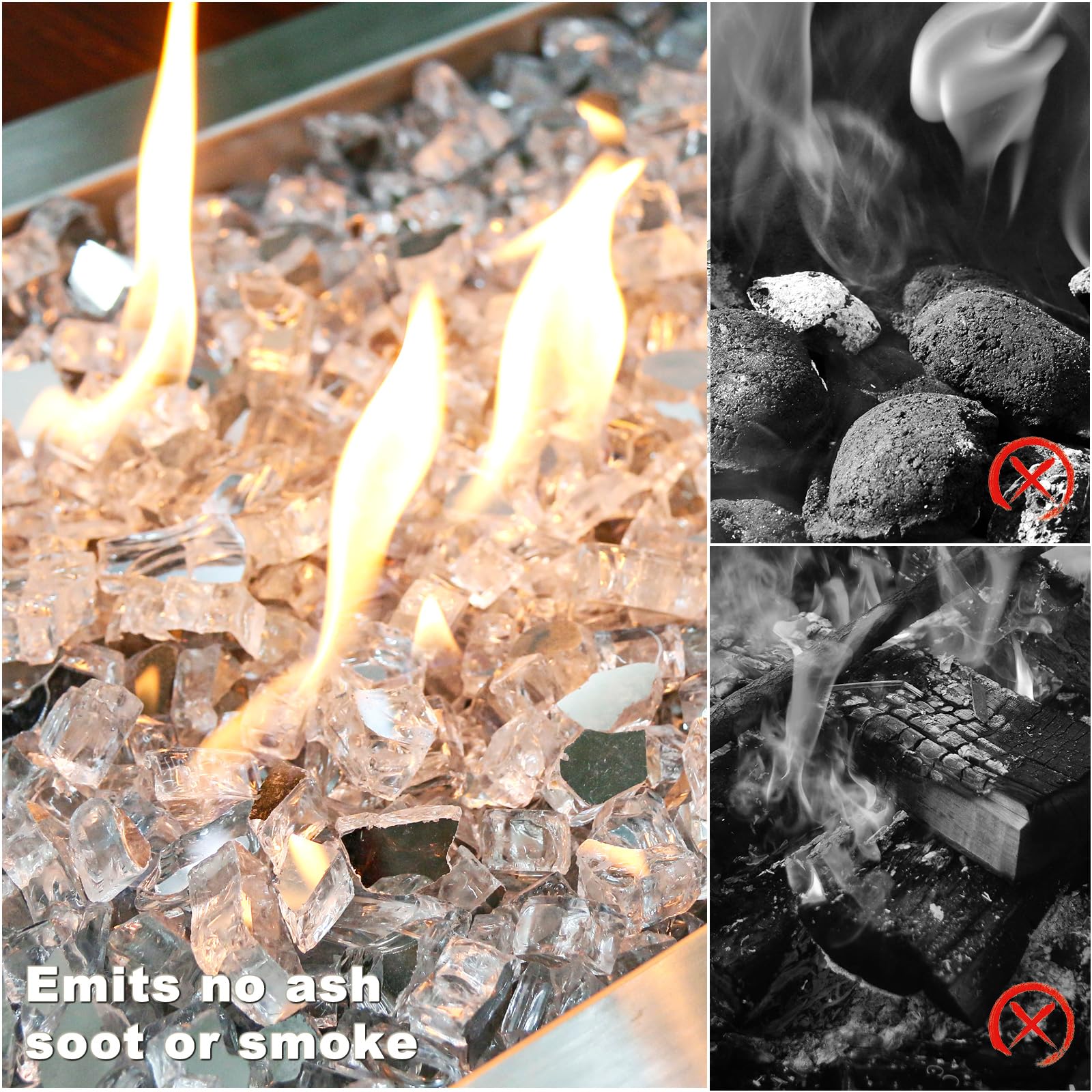 Snapklik.com : Hisencn Fire Glass 1/2 Inch - Ultra White Reflective ...