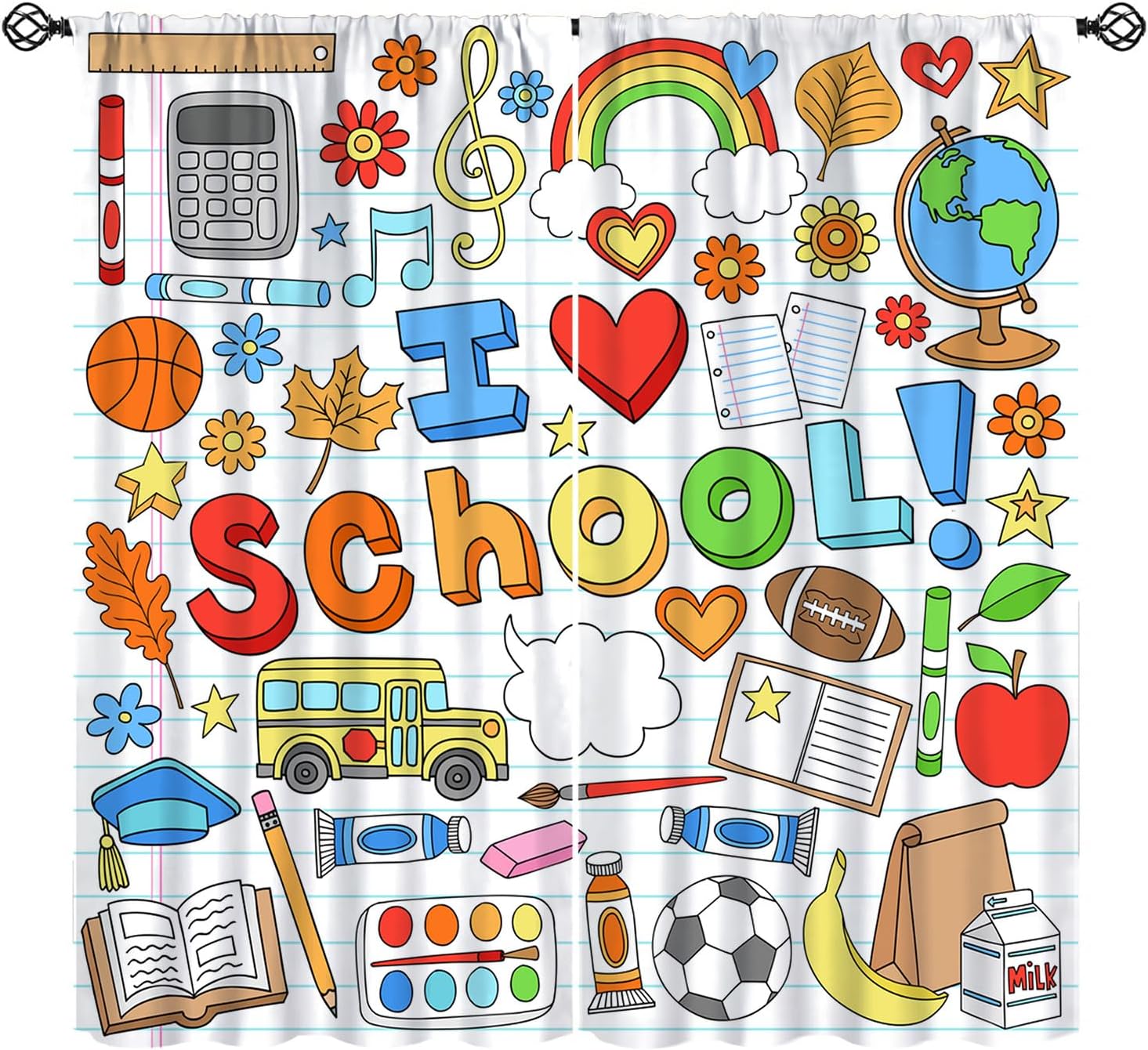 Amazon.com: Kids Loves School Curtain Educational Learning Window ...