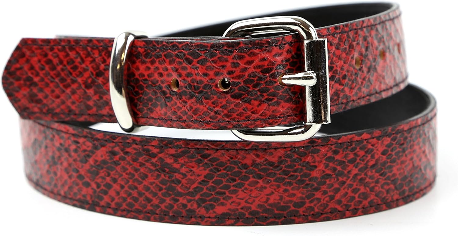 Velvetcrow Red Python Snake Belt 1.25" Wide Removable Buckle (S) at ...